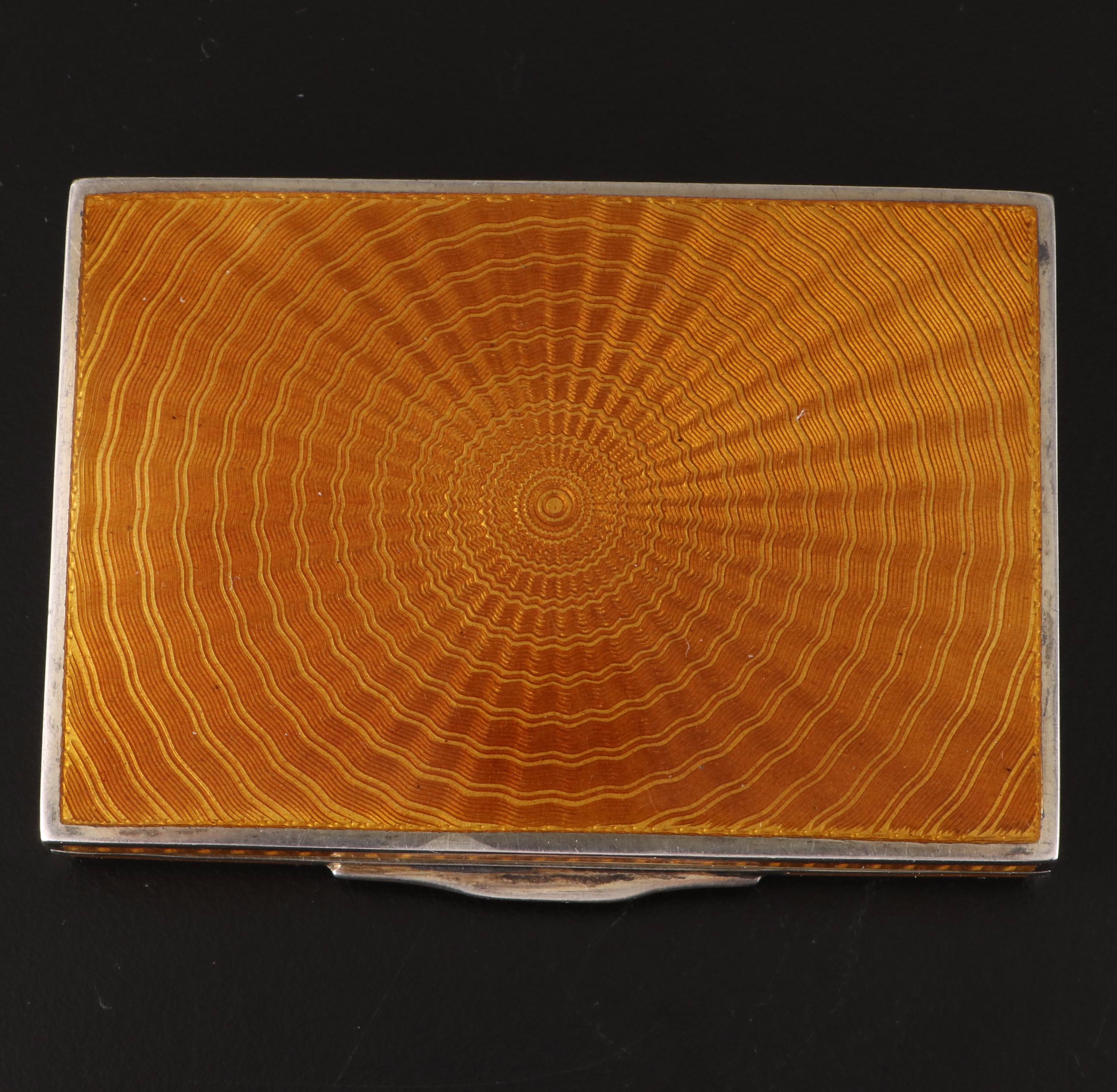 European Guilloché Enameled 900 Silver Card Case with Openwork ...