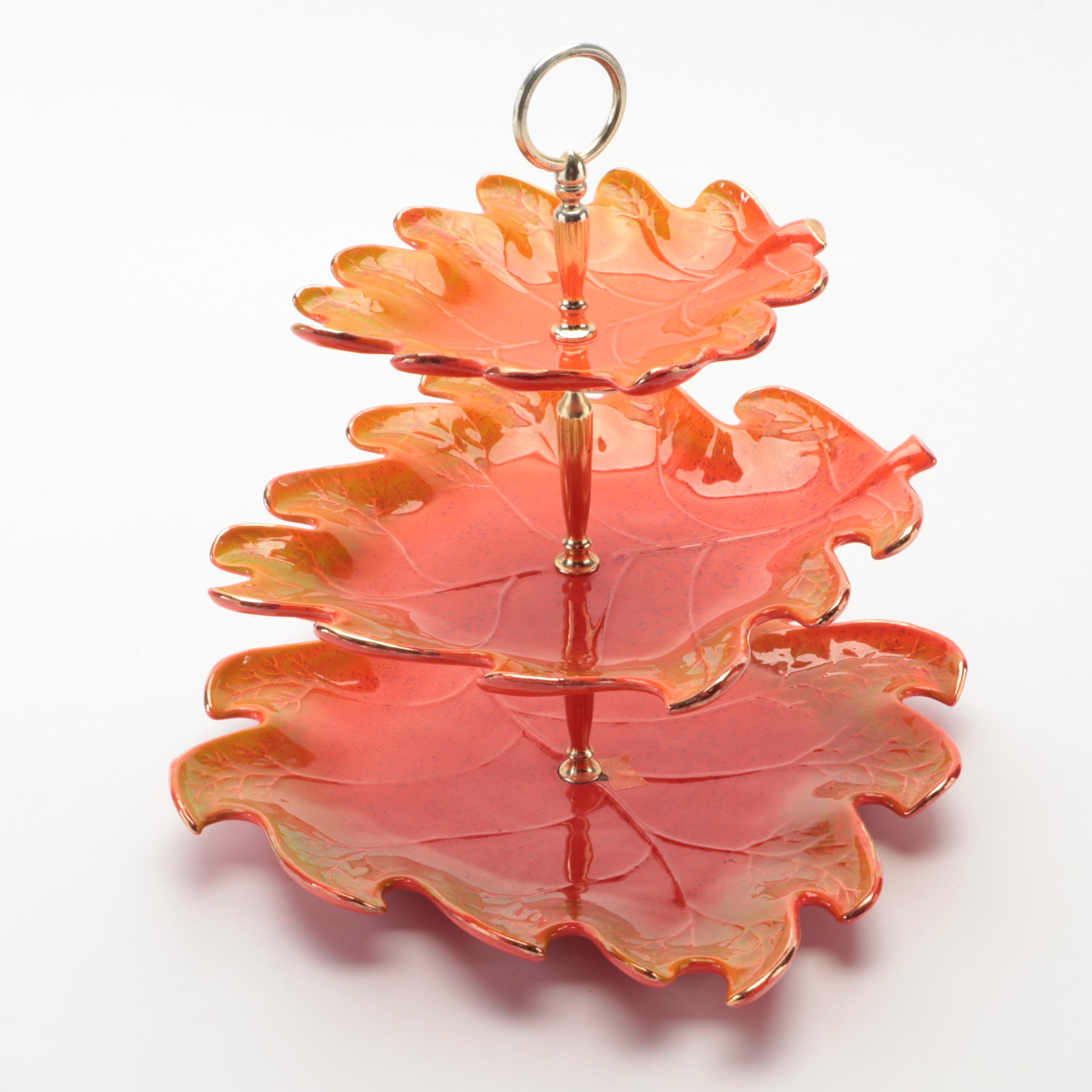 Hand-Painted Japanese Porcelain Tray with Ceramic Tidbit Tray | EBTH