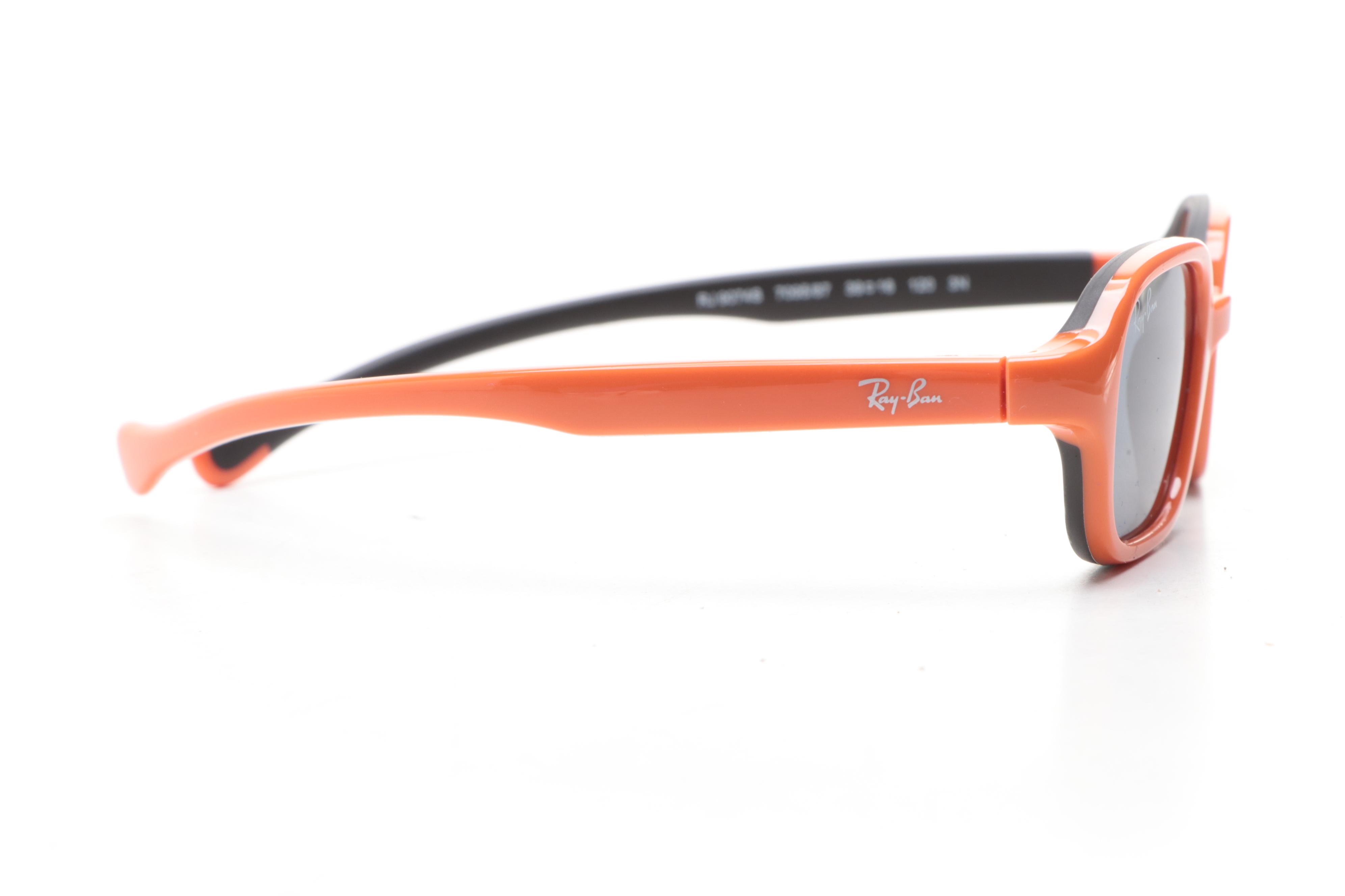 Ray-Ban Jr. RJ9074S Orange Rectangular Sunglasses with Soft Drawstring ...