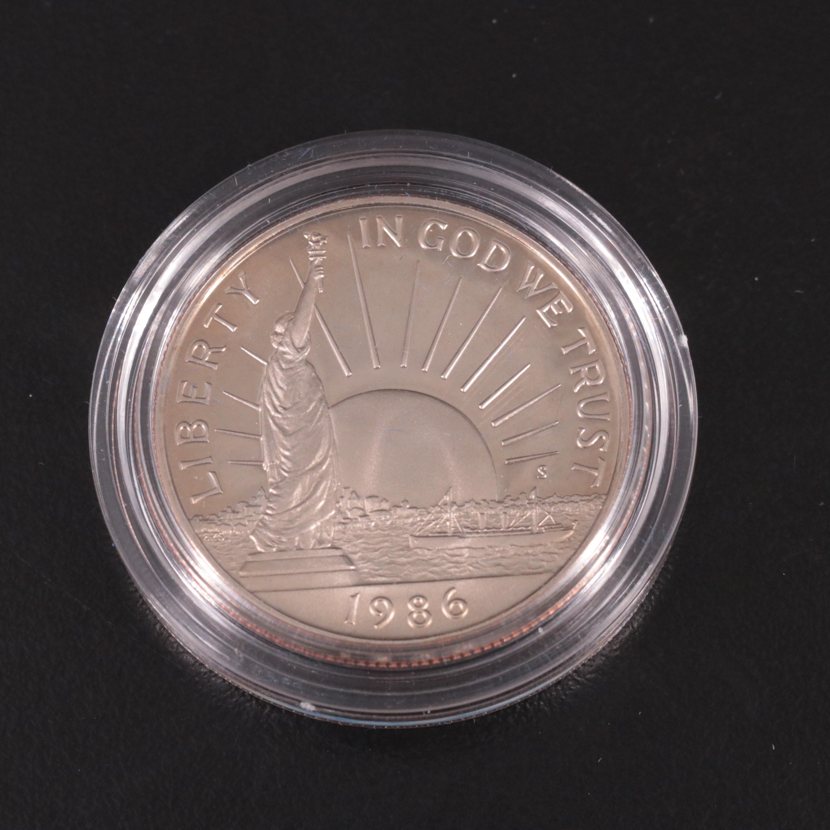 Two Statue of Liberty Commemorative Coin Sets and an Eisenhower Silver ...