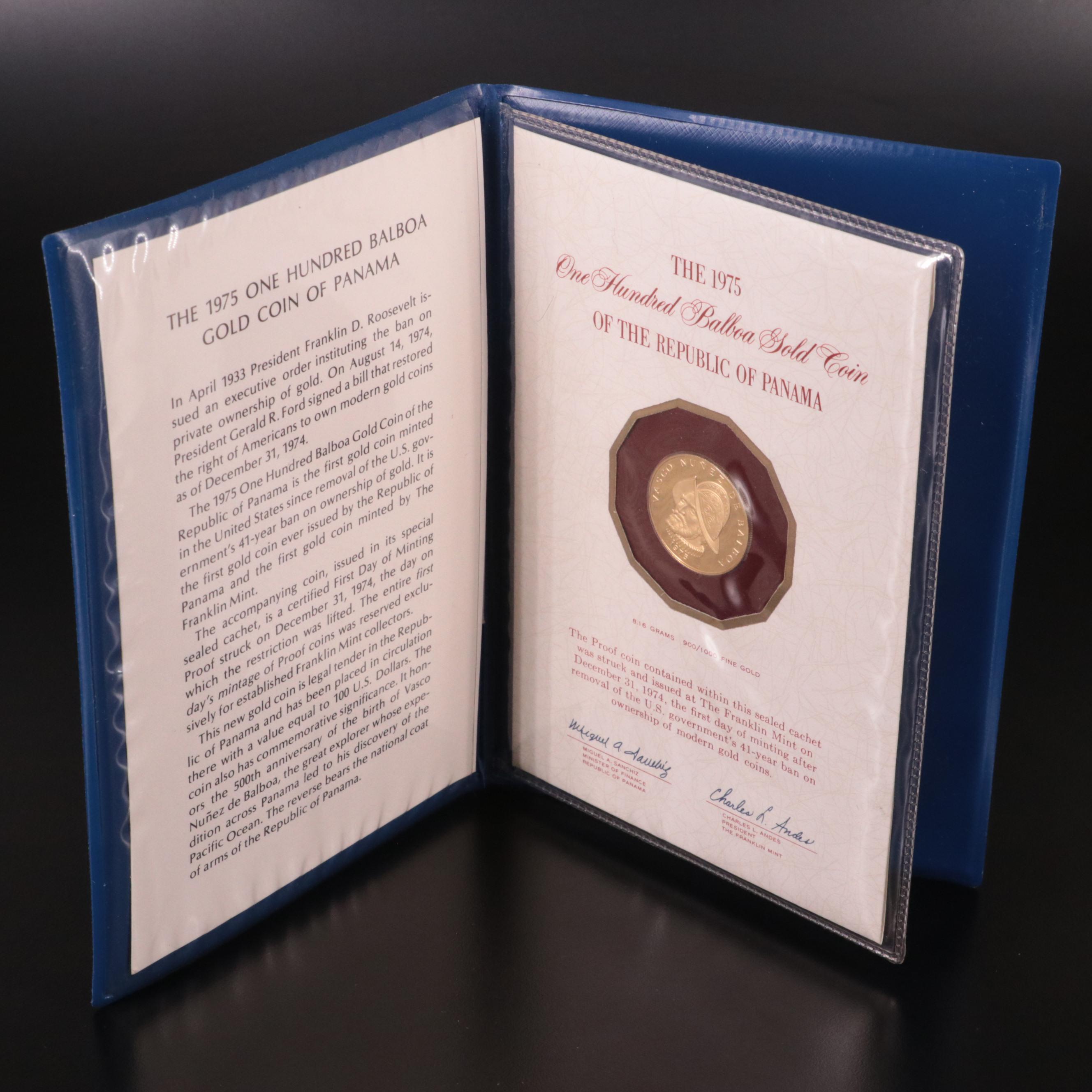 1975 Panama 100-Balboas Proof Gold Coin | EBTH