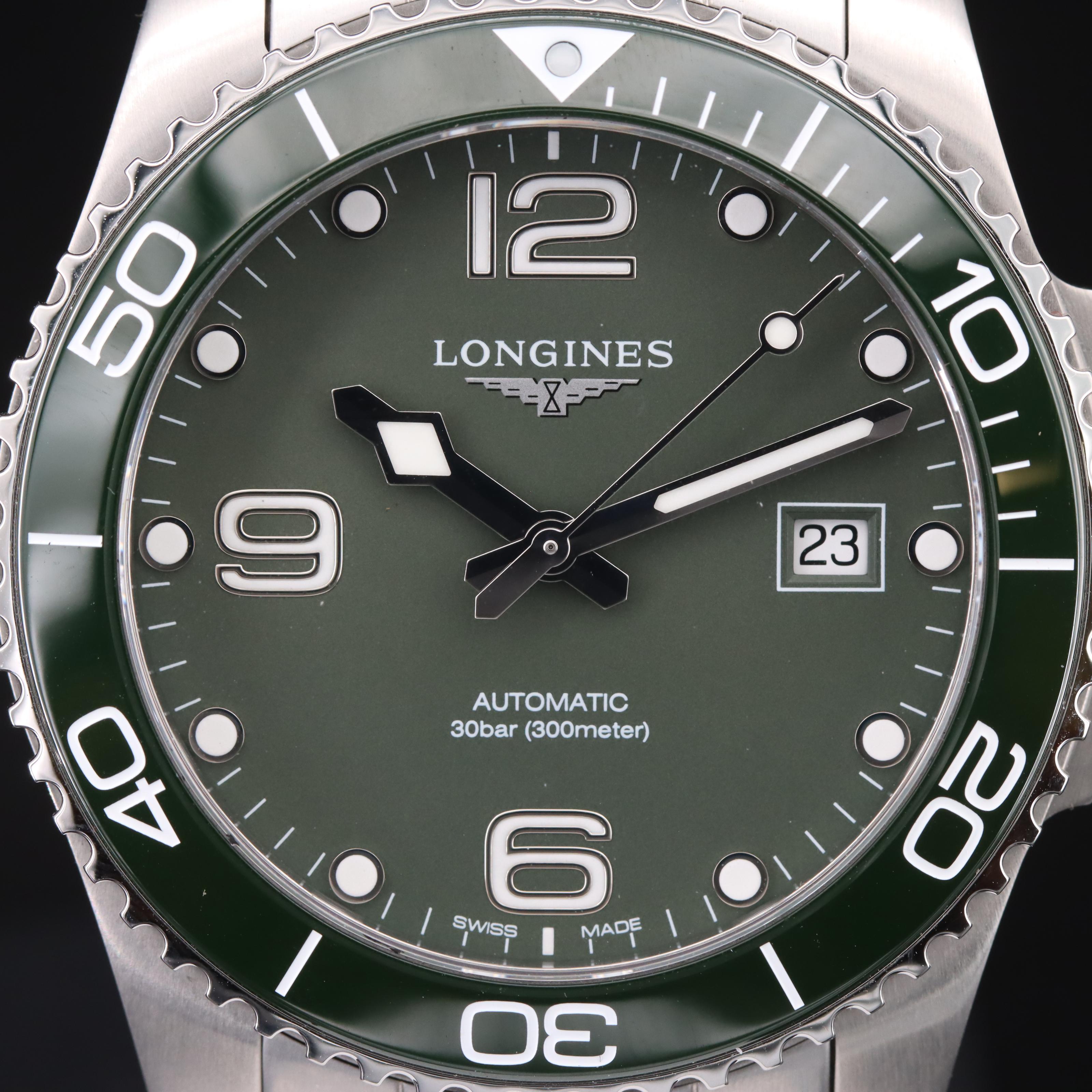 Longines HydroConquest 41mm Green Dial Steel and Ceramic Automatic ...