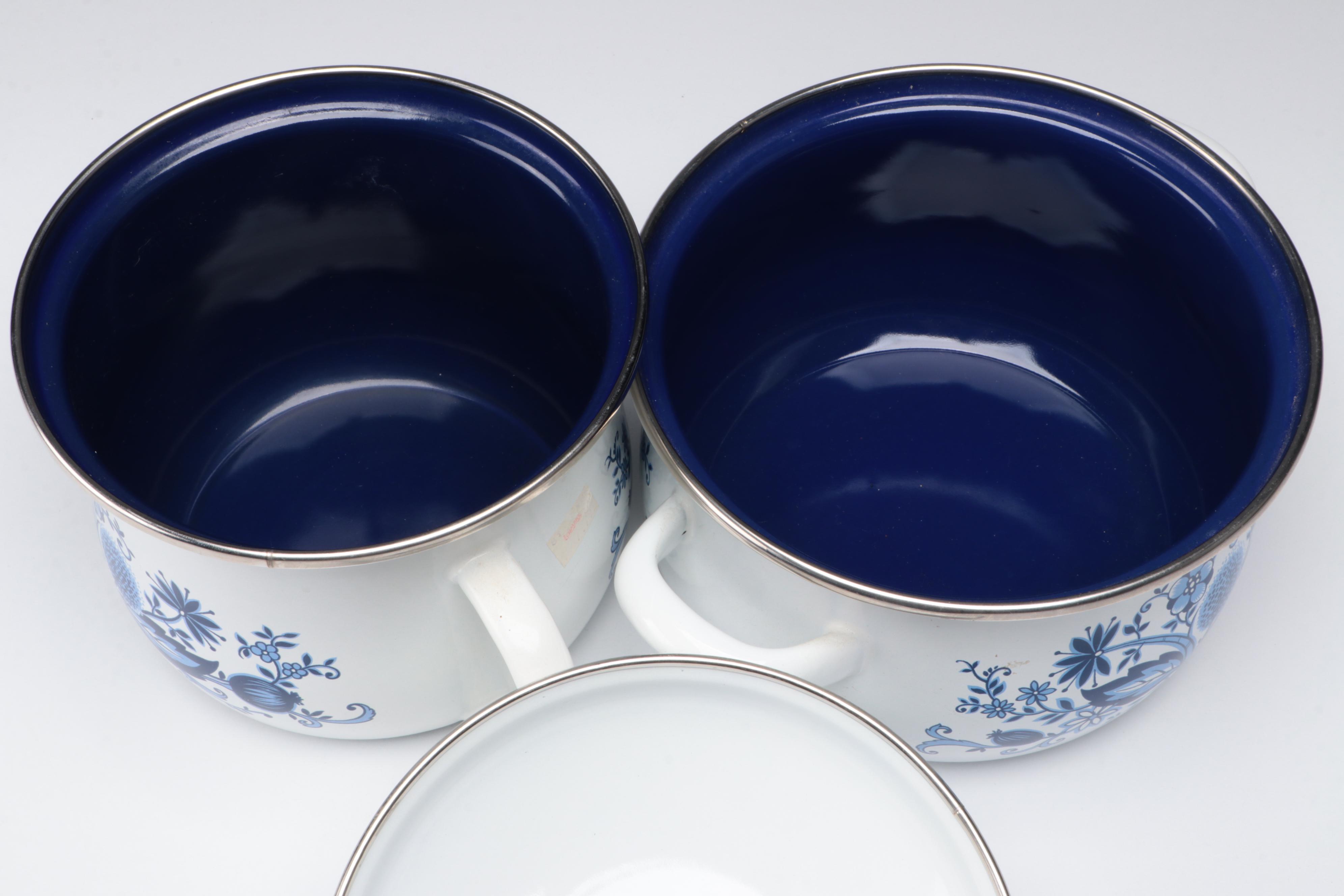 German Blue and White Cookware with Teapot, Bowls and Old Fashioned ...
