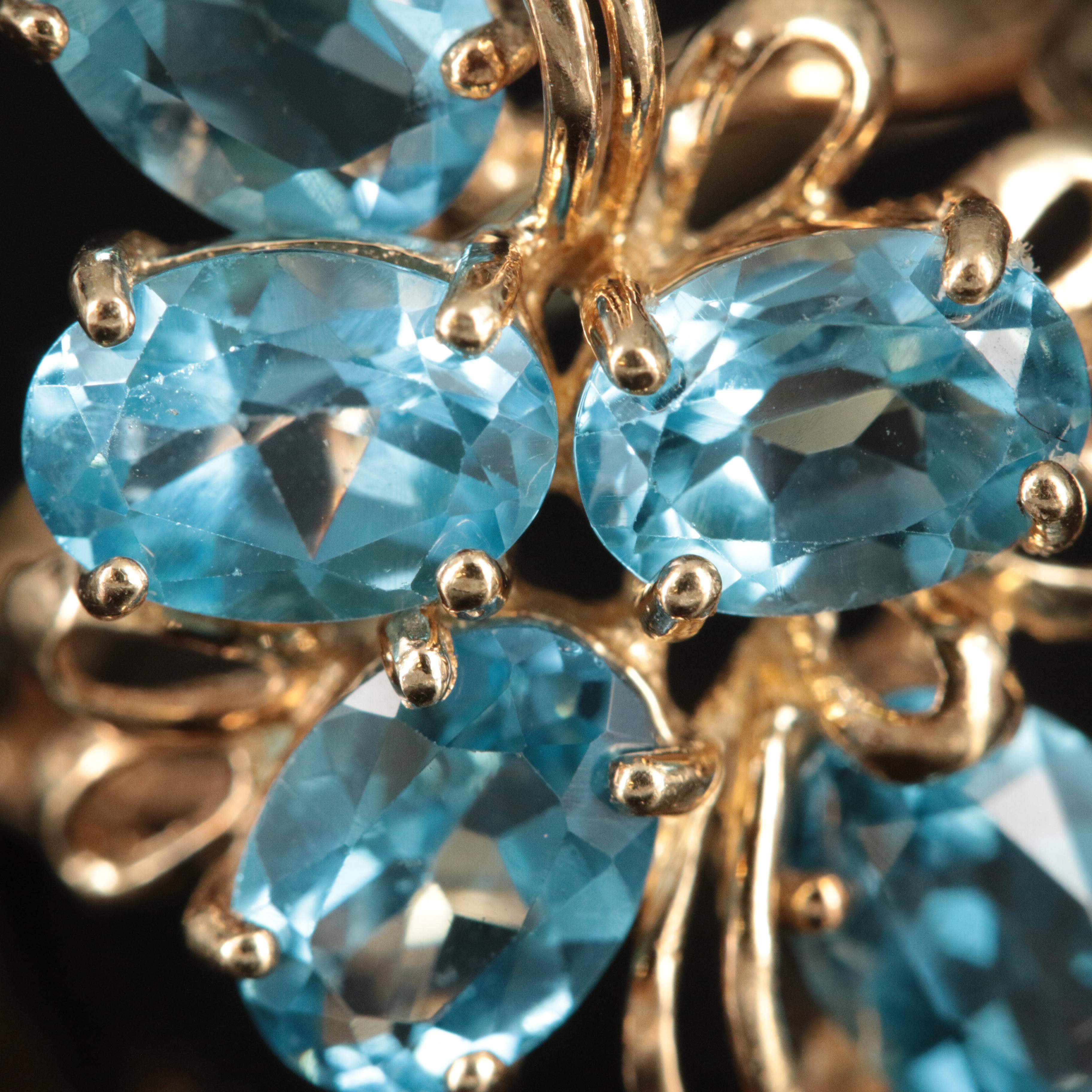 10K Swiss Blue Topaz and Diamond Ring and Pendant | EBTH