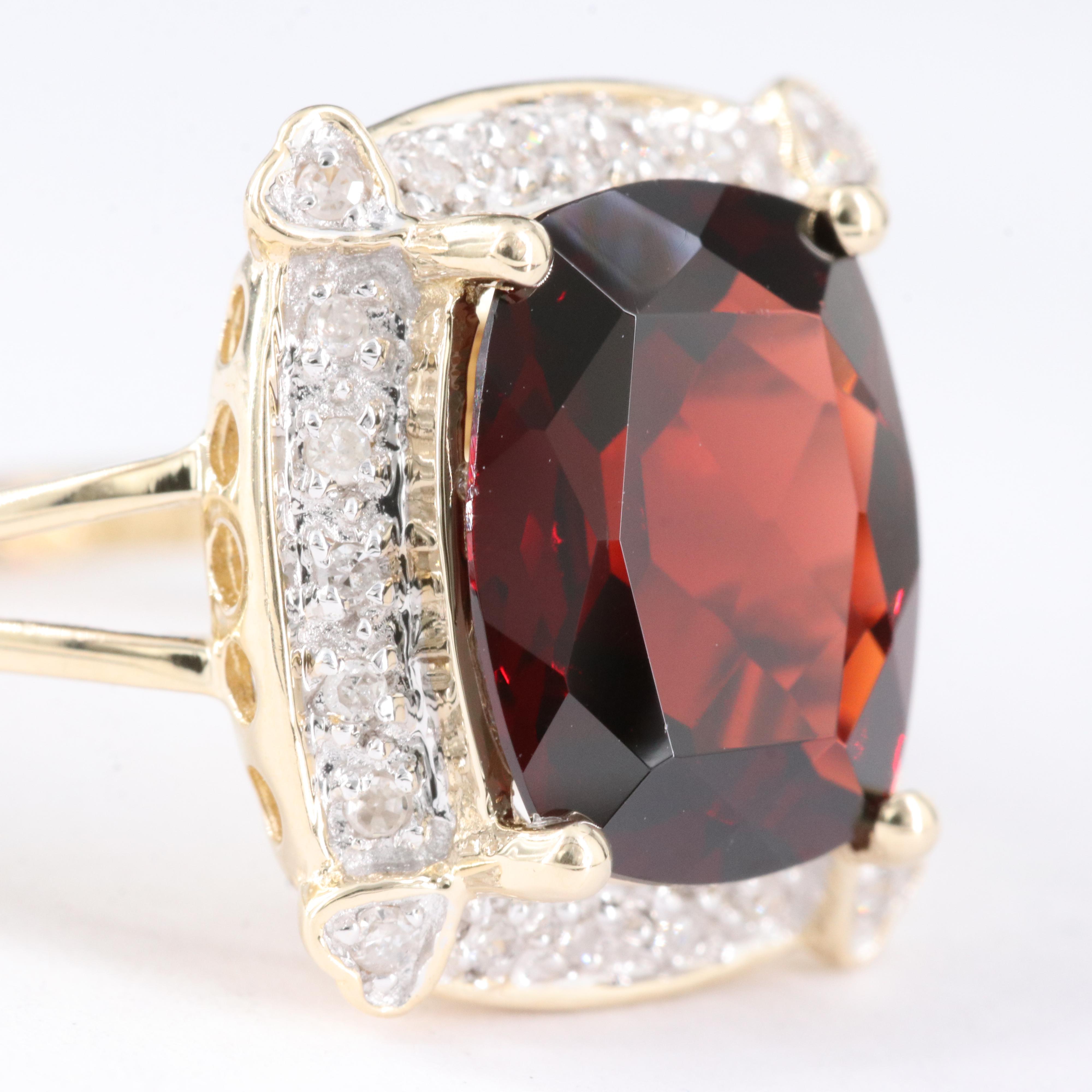 14K Garnet and Diamond Ring | EBTH