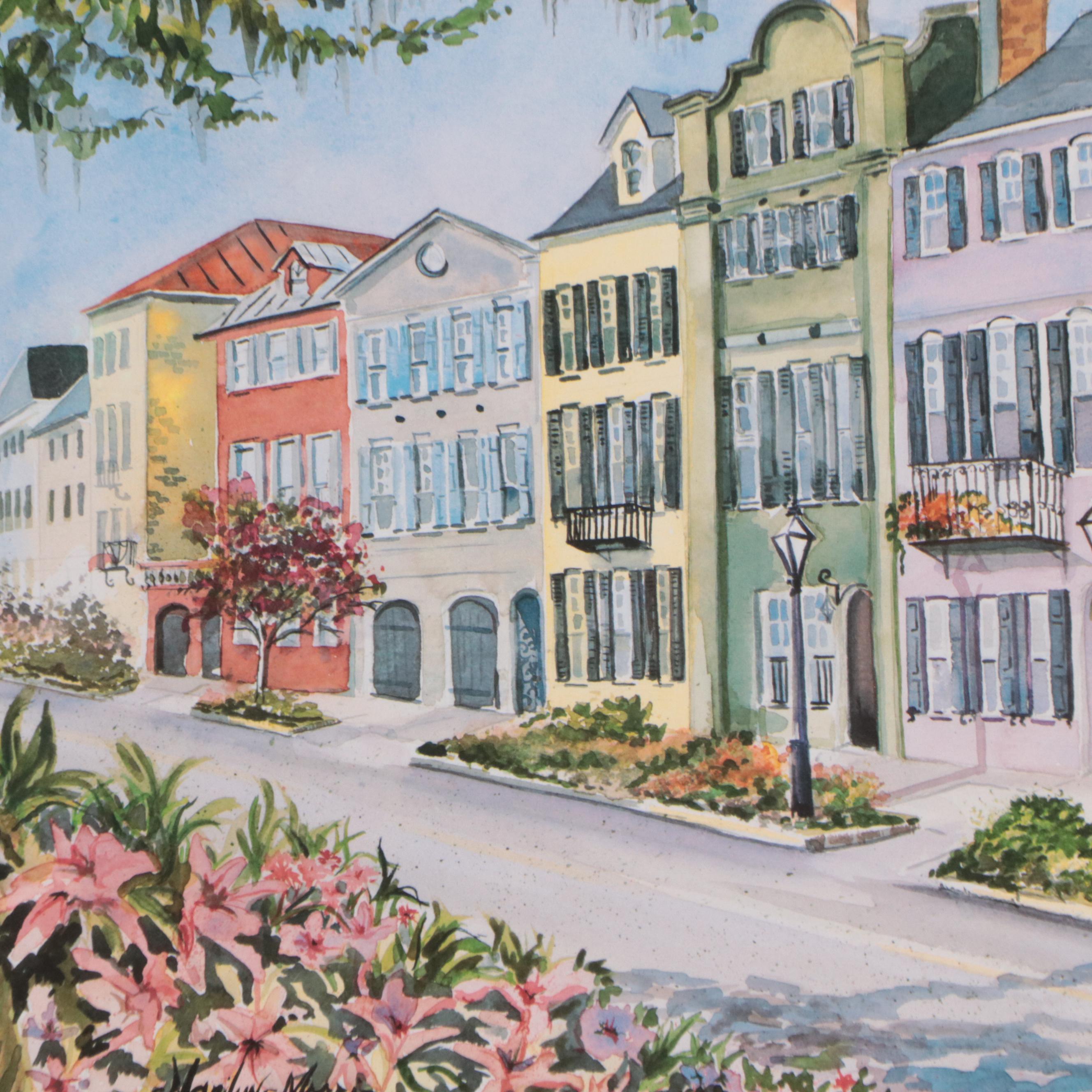 Marilyn Morris Offset Lithograph "Rainbow Row" | EBTH