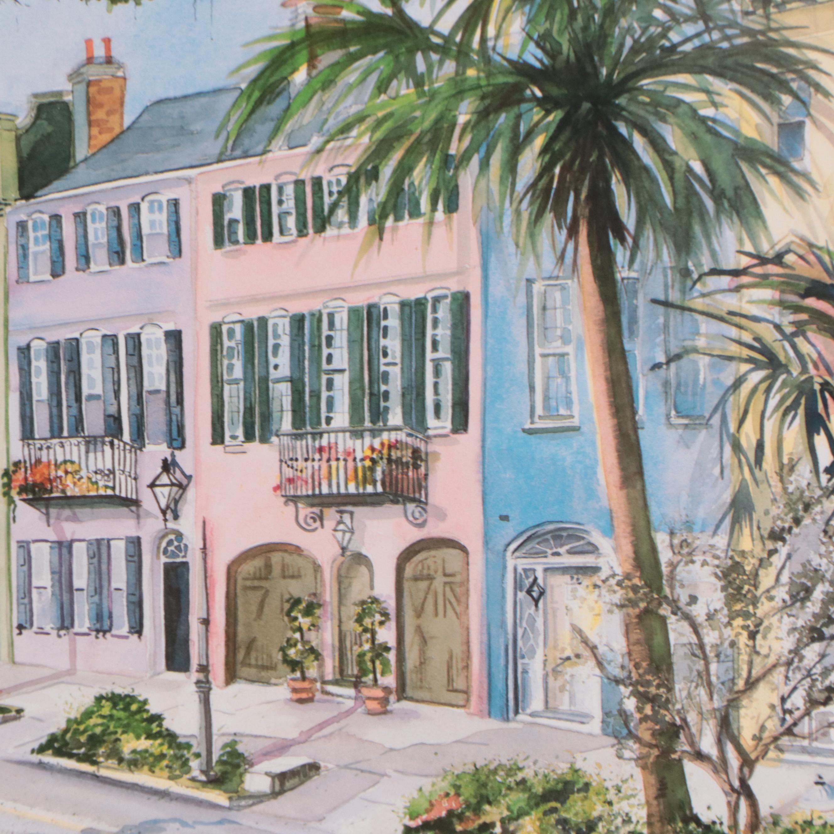 Marilyn Morris Offset Lithograph "Rainbow Row" | EBTH