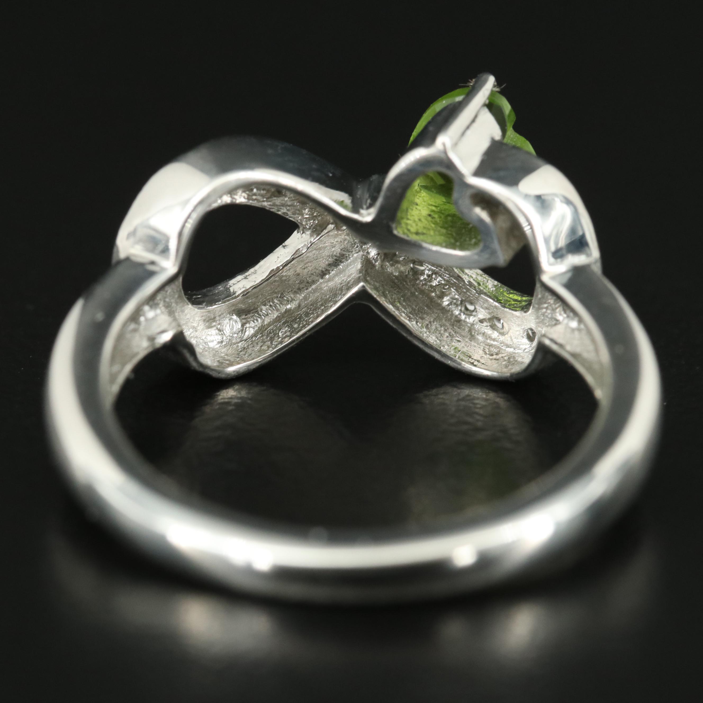 Sterling Glass and Cubic Zirconia Infinity Heart Ring | EBTH