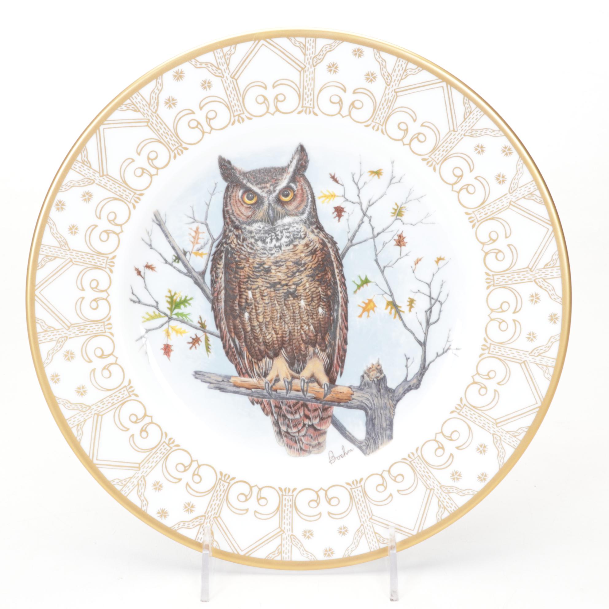 Edward Marshall Boehm Bone China Owl Collector Plates, Circa 1980s | EBTH