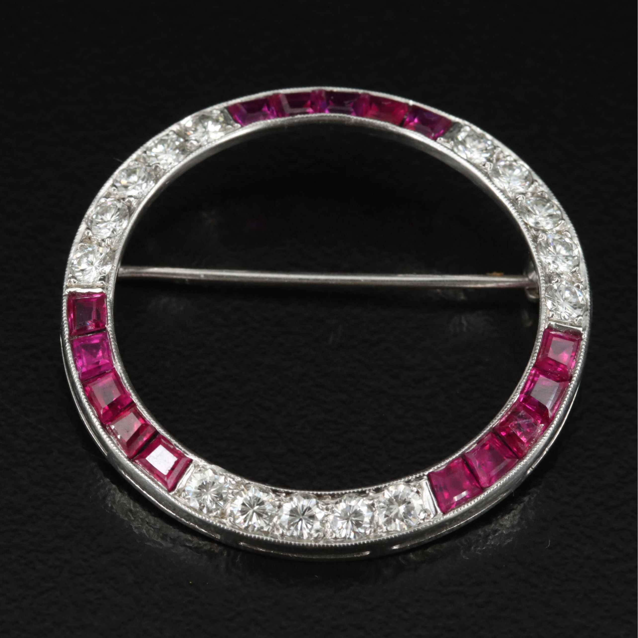 Vintage 14K Bloodstone, Ruby and Diamond Tasseled Brooch | EBTH