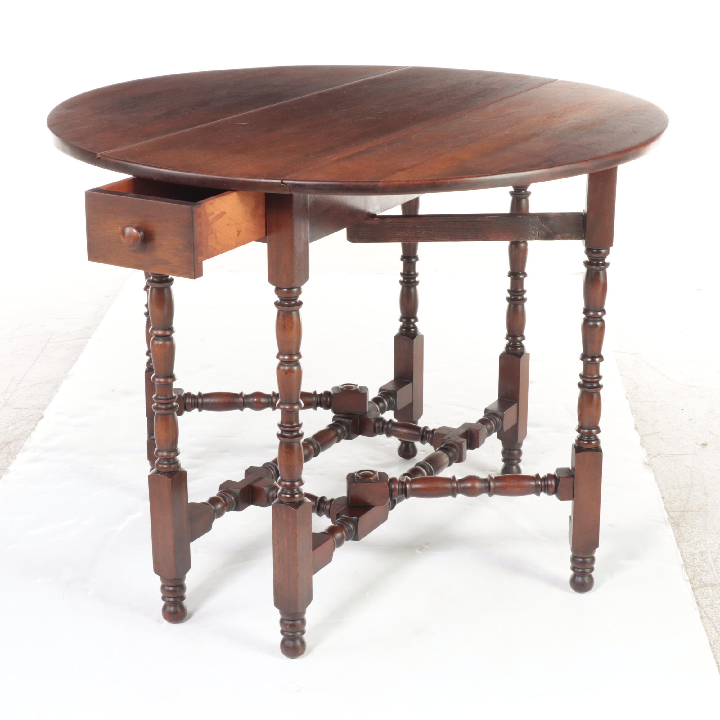 William and Mary Style Mahogany Gate-Leg Table, Early to Mid-20th ...