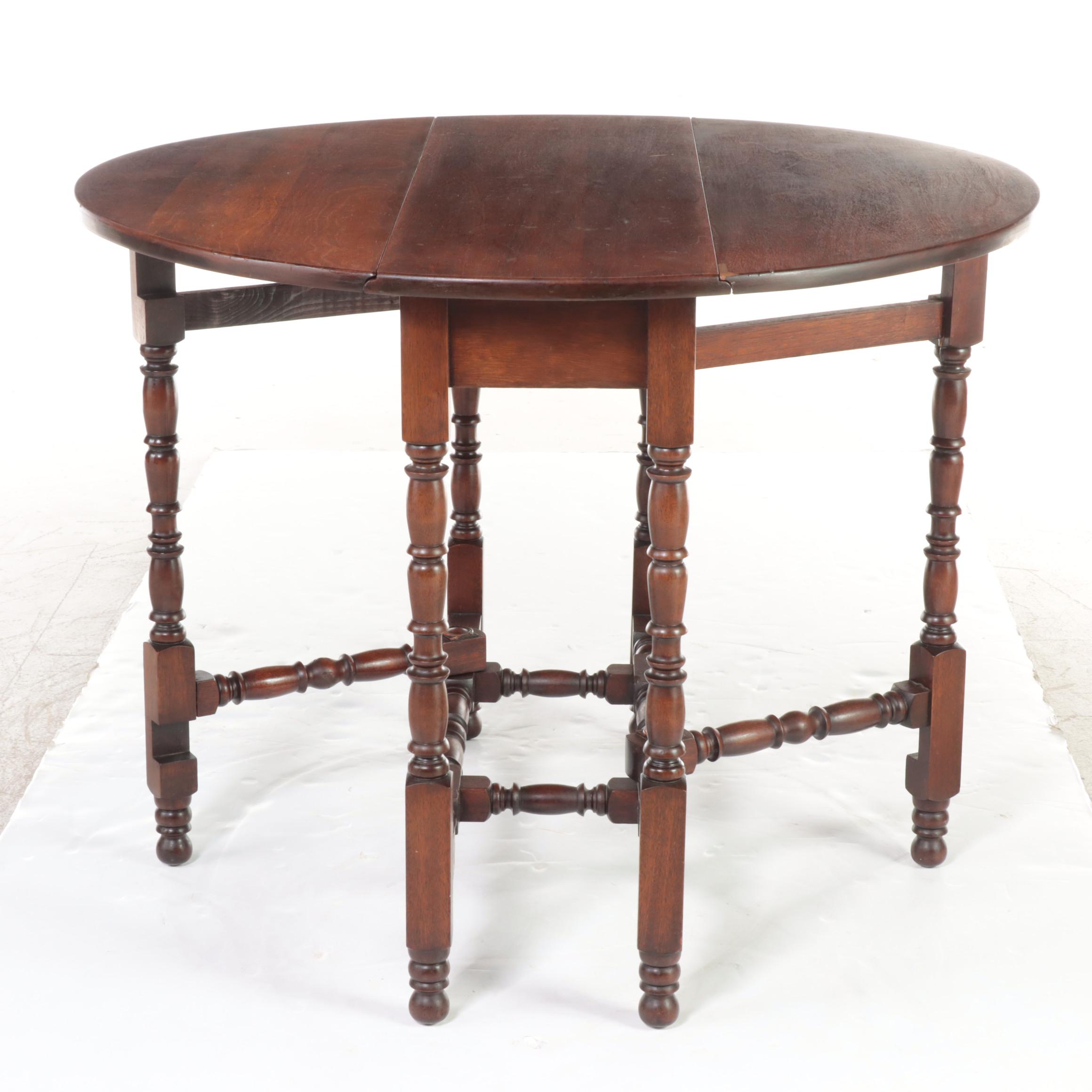 William and Mary Style Mahogany Gate-Leg Table, Early to Mid-20th ...