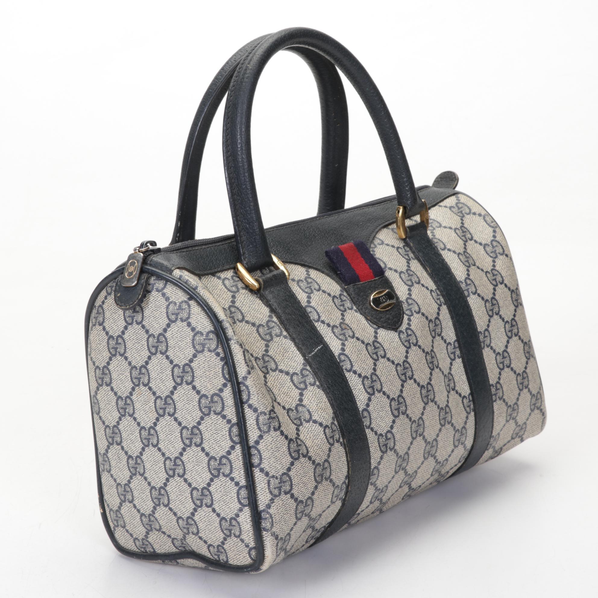 Gucci Accessory Collection Boston Bag in Navy Supreme Canvas and ...