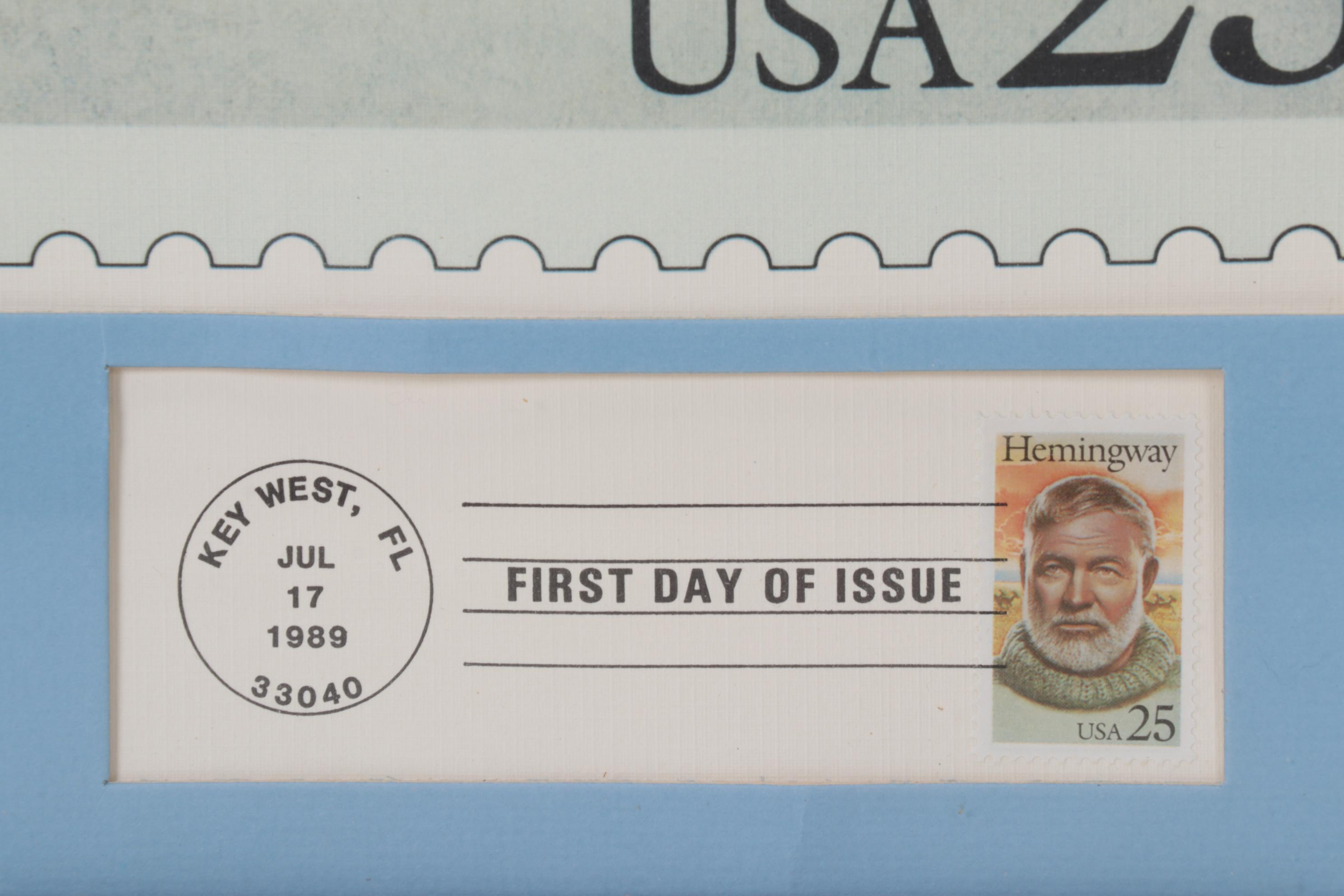 Ernest Hemingway 1989 First Day Issue Stamp and Offset Lithograph Print ...