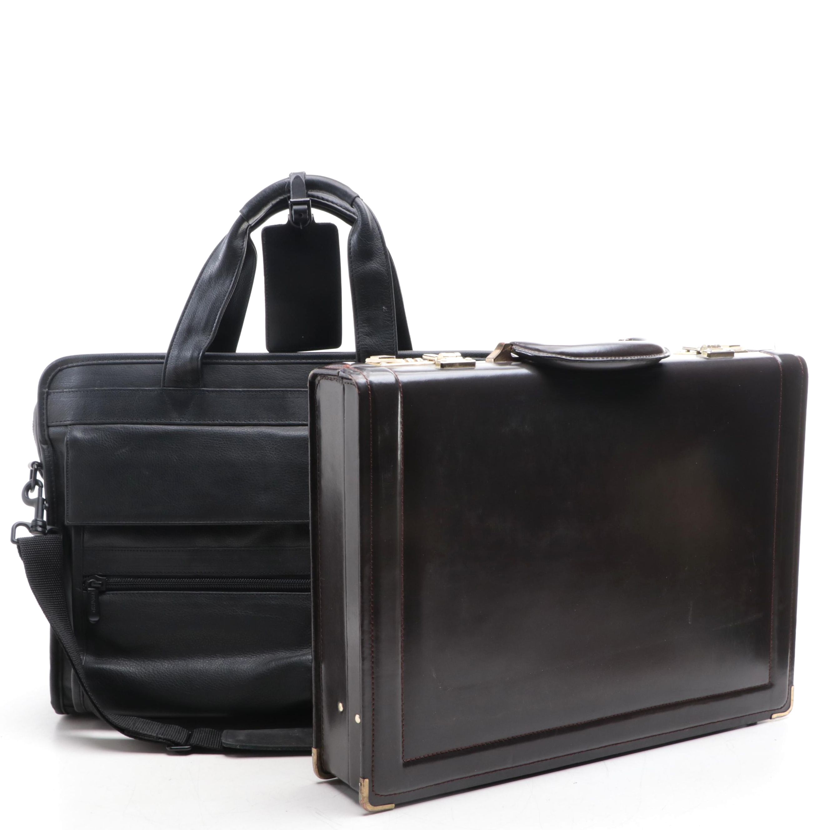 Compaq Black Leather Messenger Bag with Other Brown Leather Locking ...