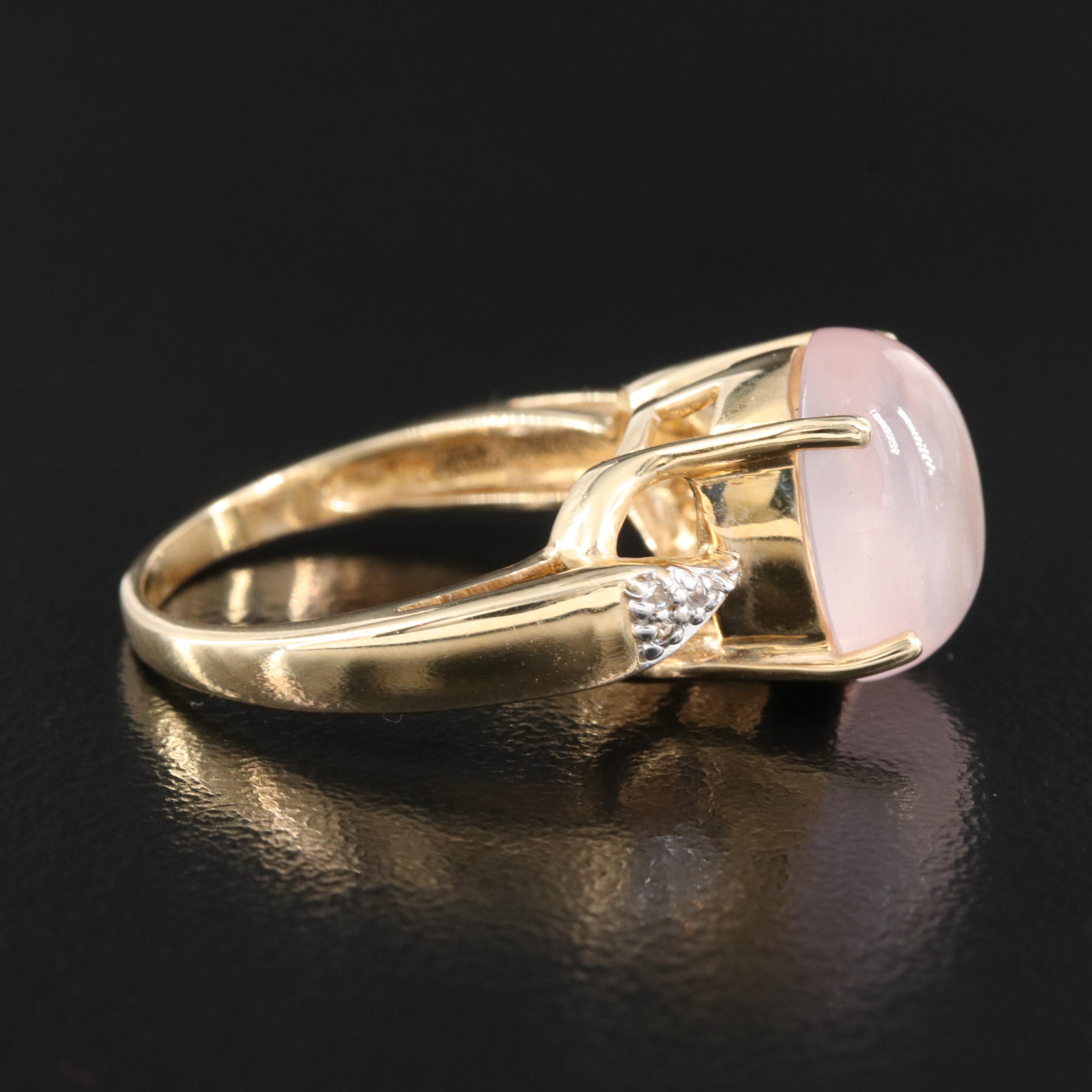 14K Star Rose Quartz and Topaz Ring | EBTH