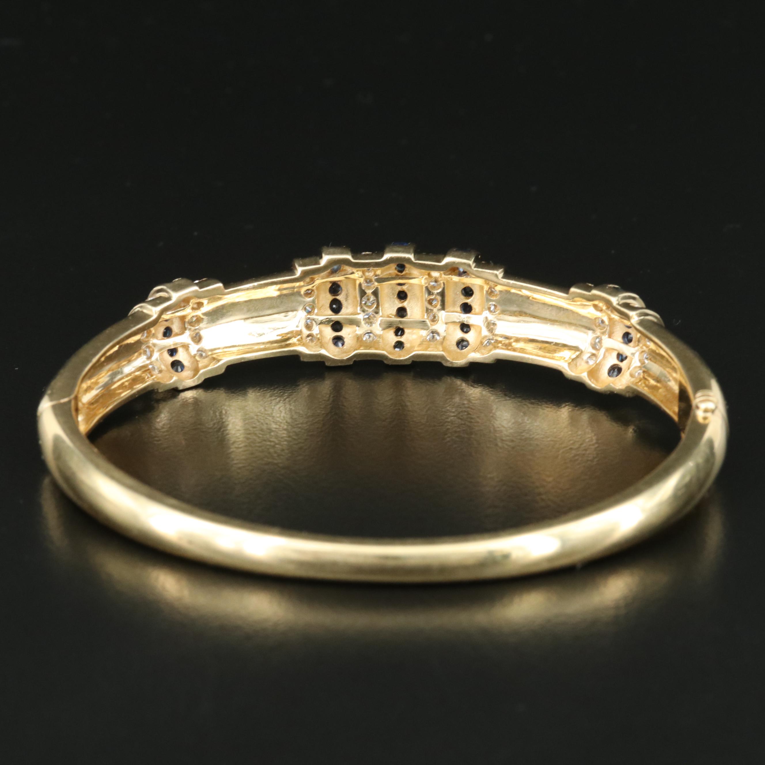 14K Diamond and Sapphire Hinged Bangle | EBTH