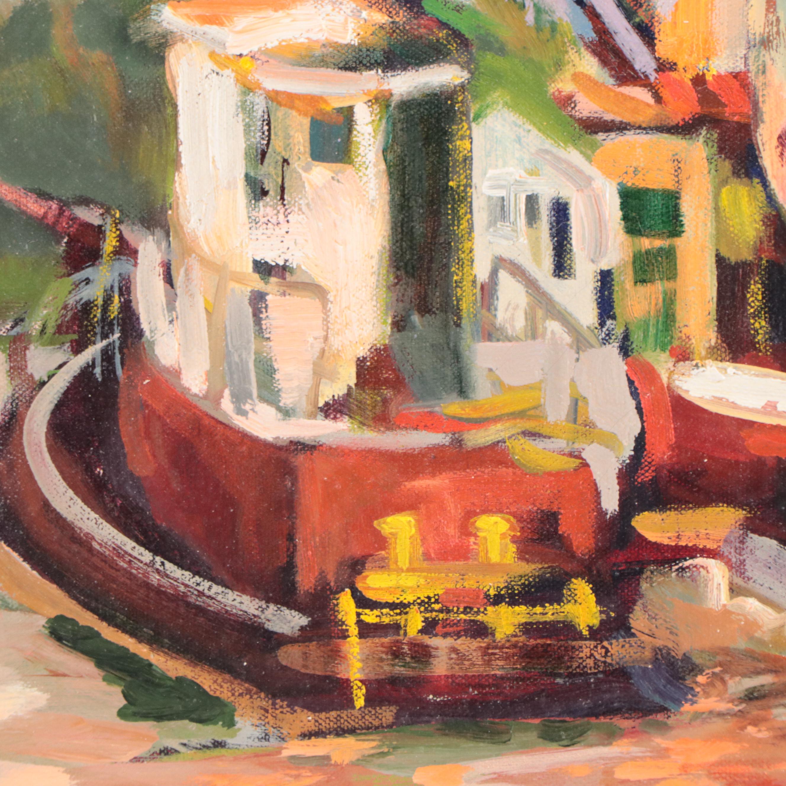 Gail "Gaia" Morrison Impressionist Style Harbor Scene Oil Painting | EBTH