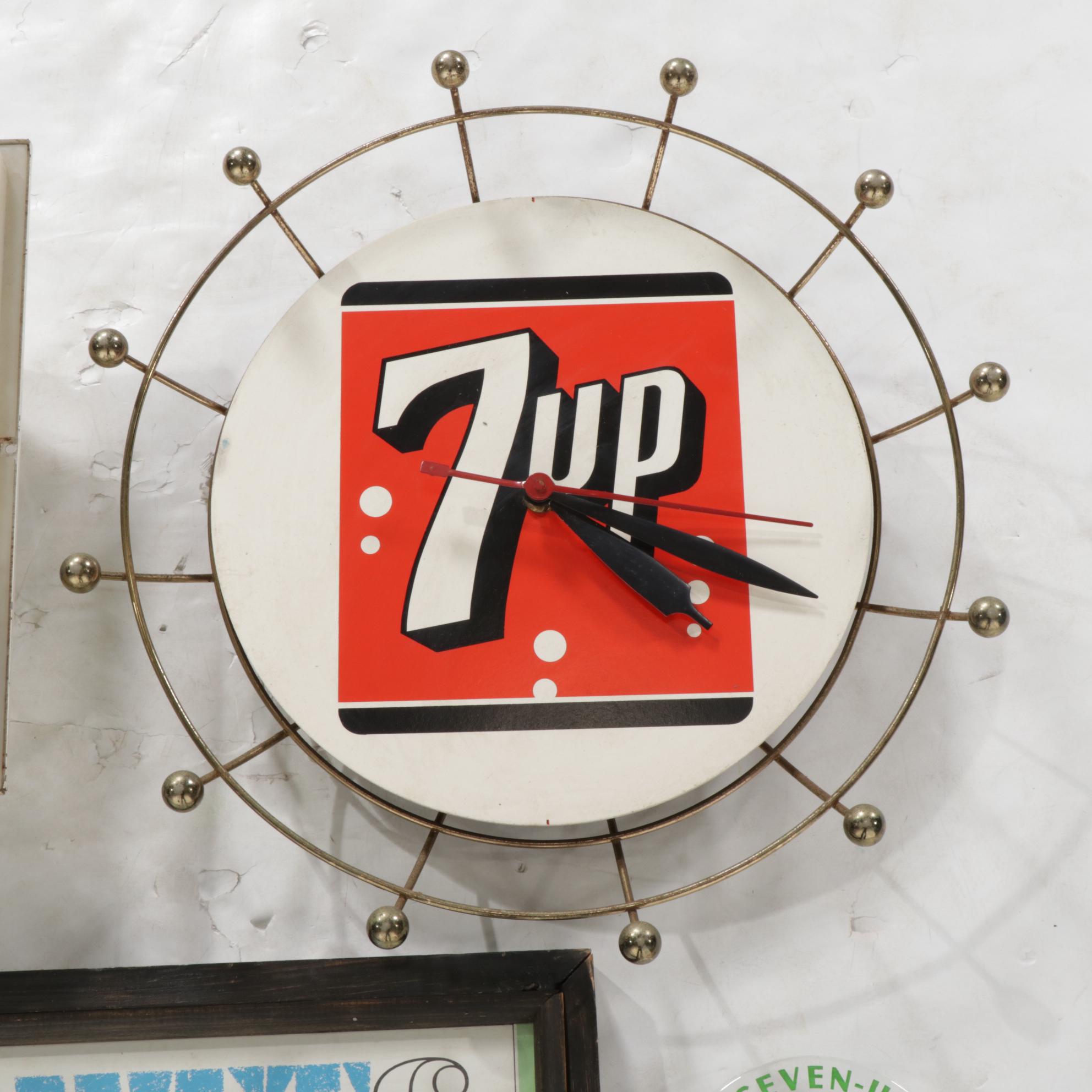 7UP Advertising Clocks, Sign and Ashtray, Mid to Late 20th Century | EBTH