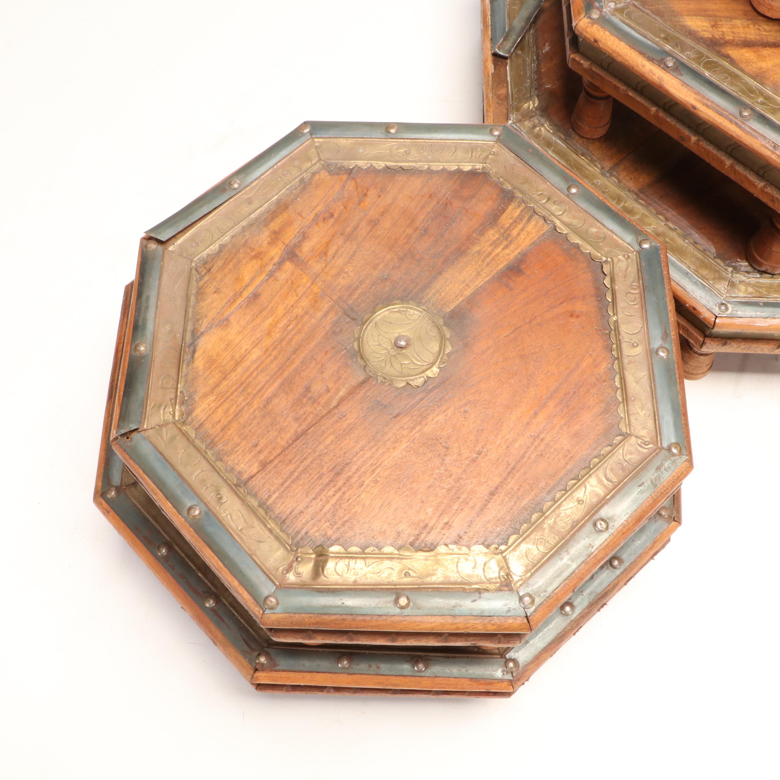 Indian Brass Ornamented Stacking Octagonal Tables | EBTH
