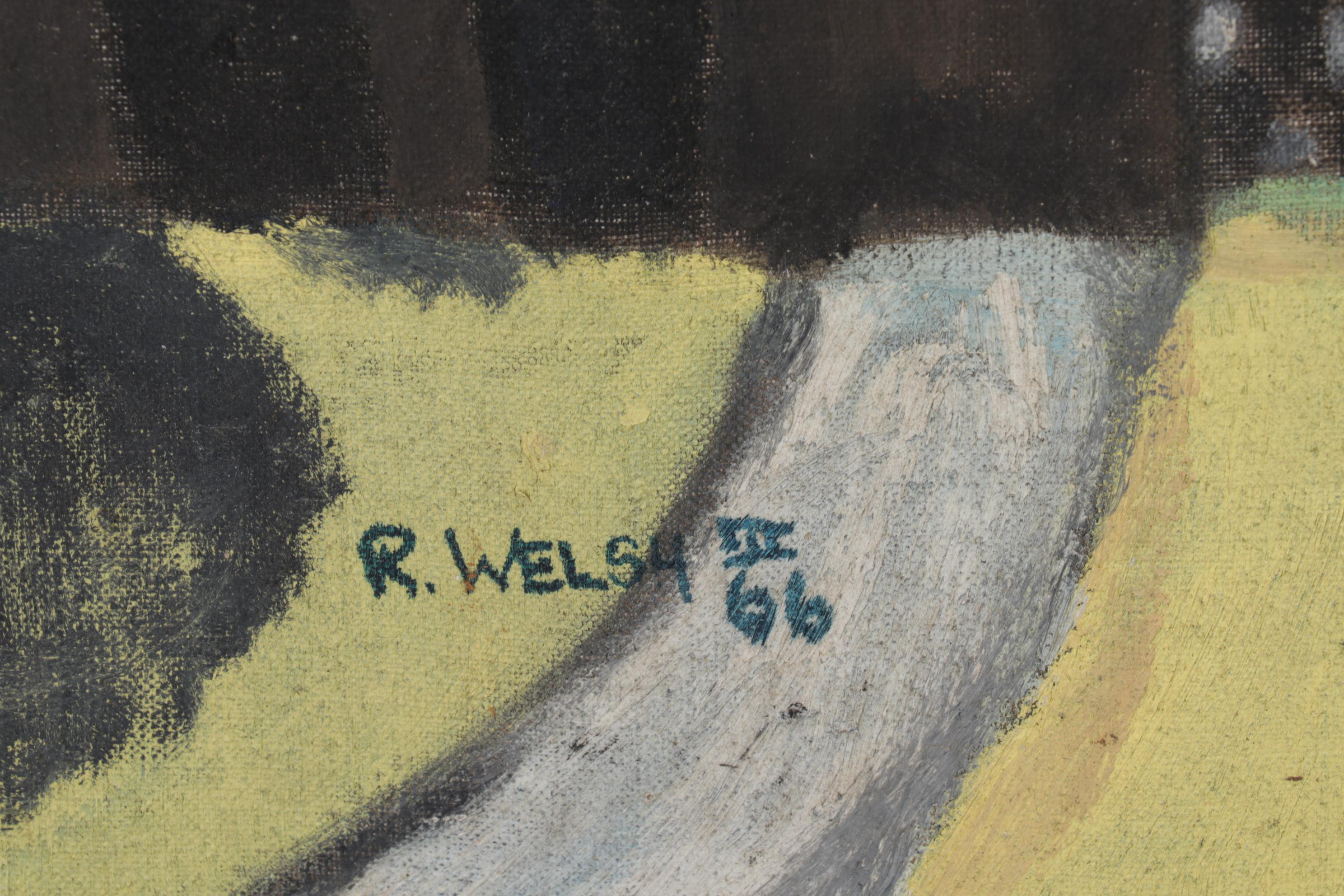 R. Welsh III Folk Art Landscape Oil Painting, 1966 | EBTH