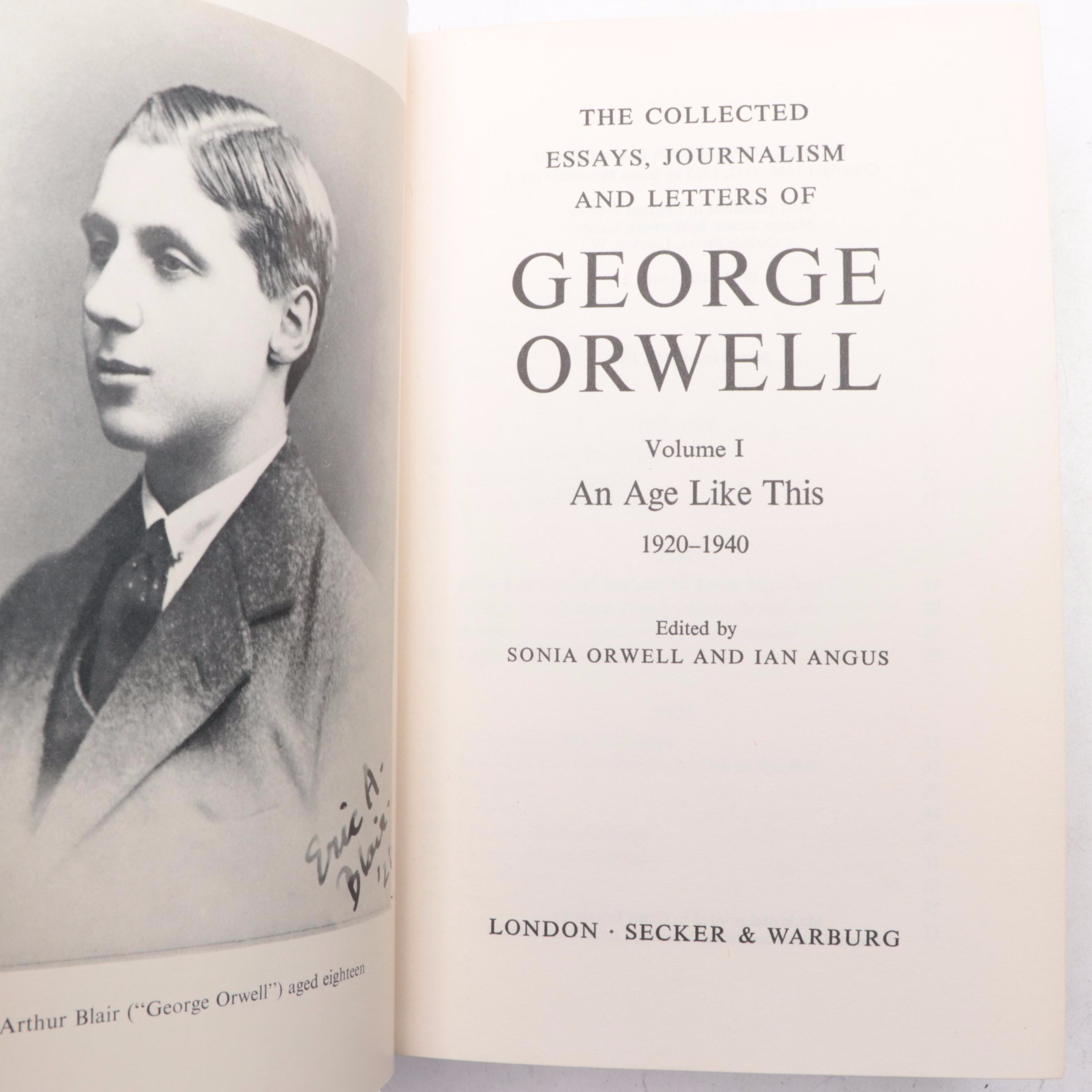 "George Orwell" Partial Volume Set Edited by Sonia Orwell, 1969 | EBTH