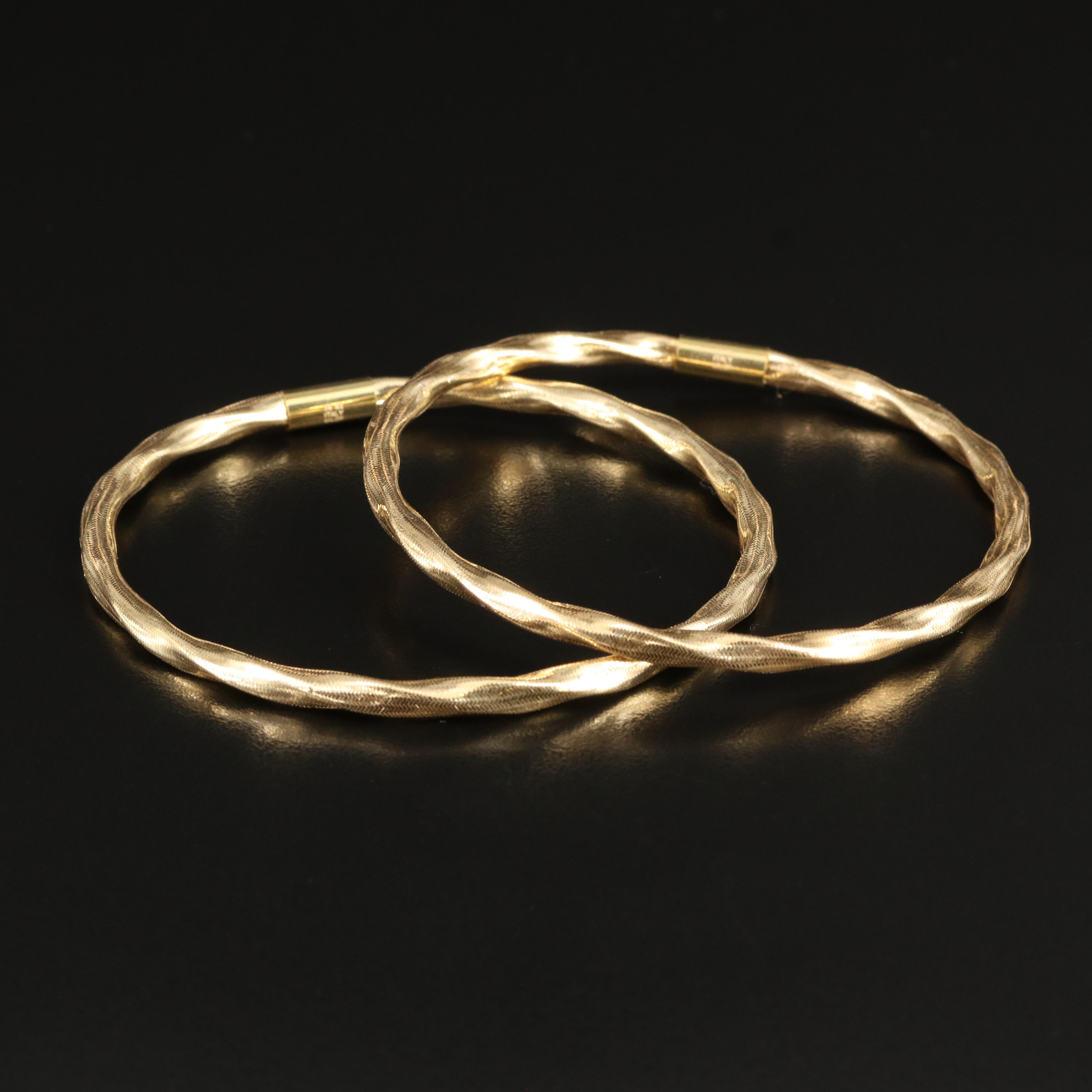 Italian 14K Fluted Mesh Bangles | EBTH
