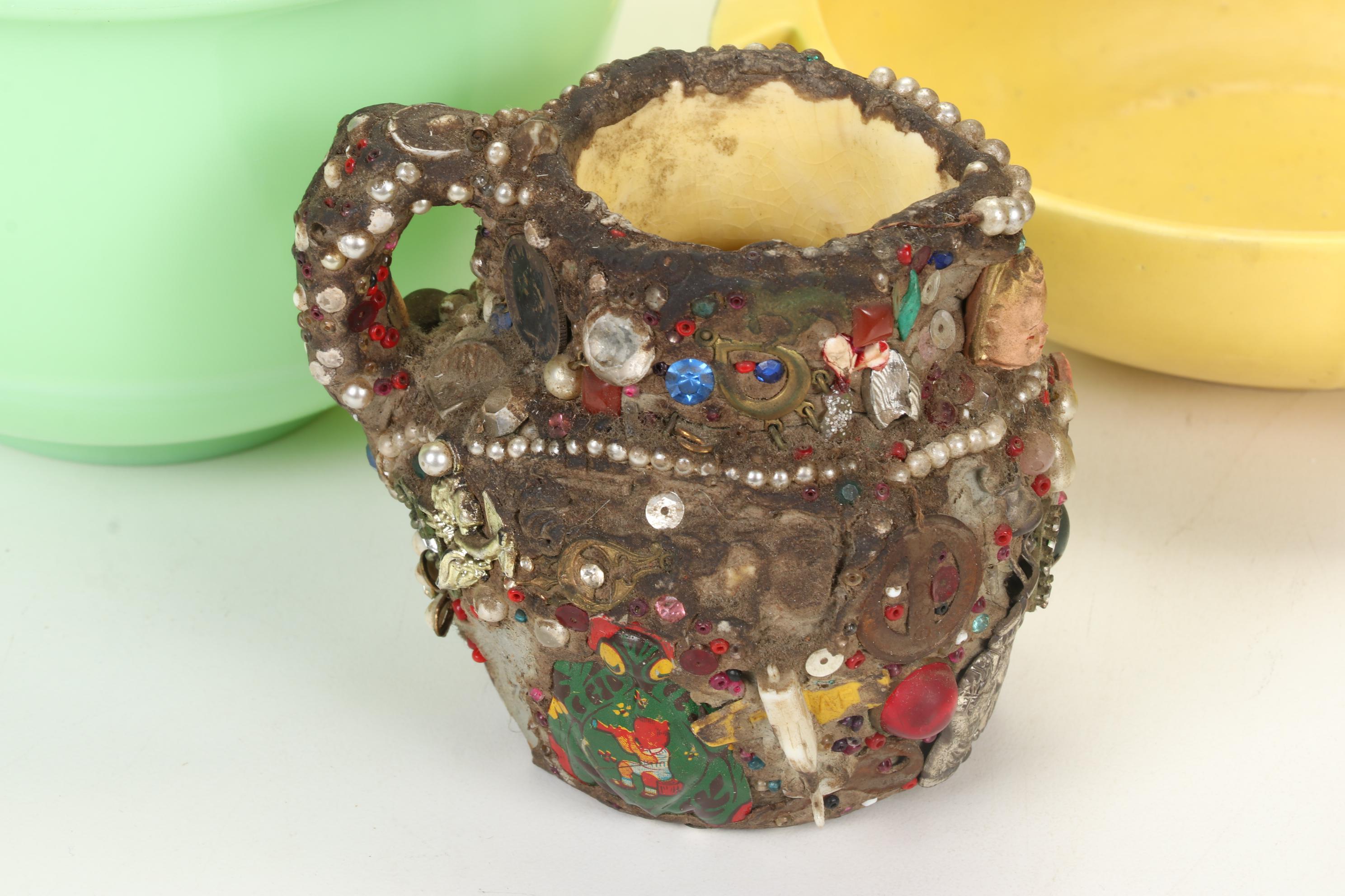 Victorian Style Memory Jug with Jadeite Bowls with Other Tableware and ...