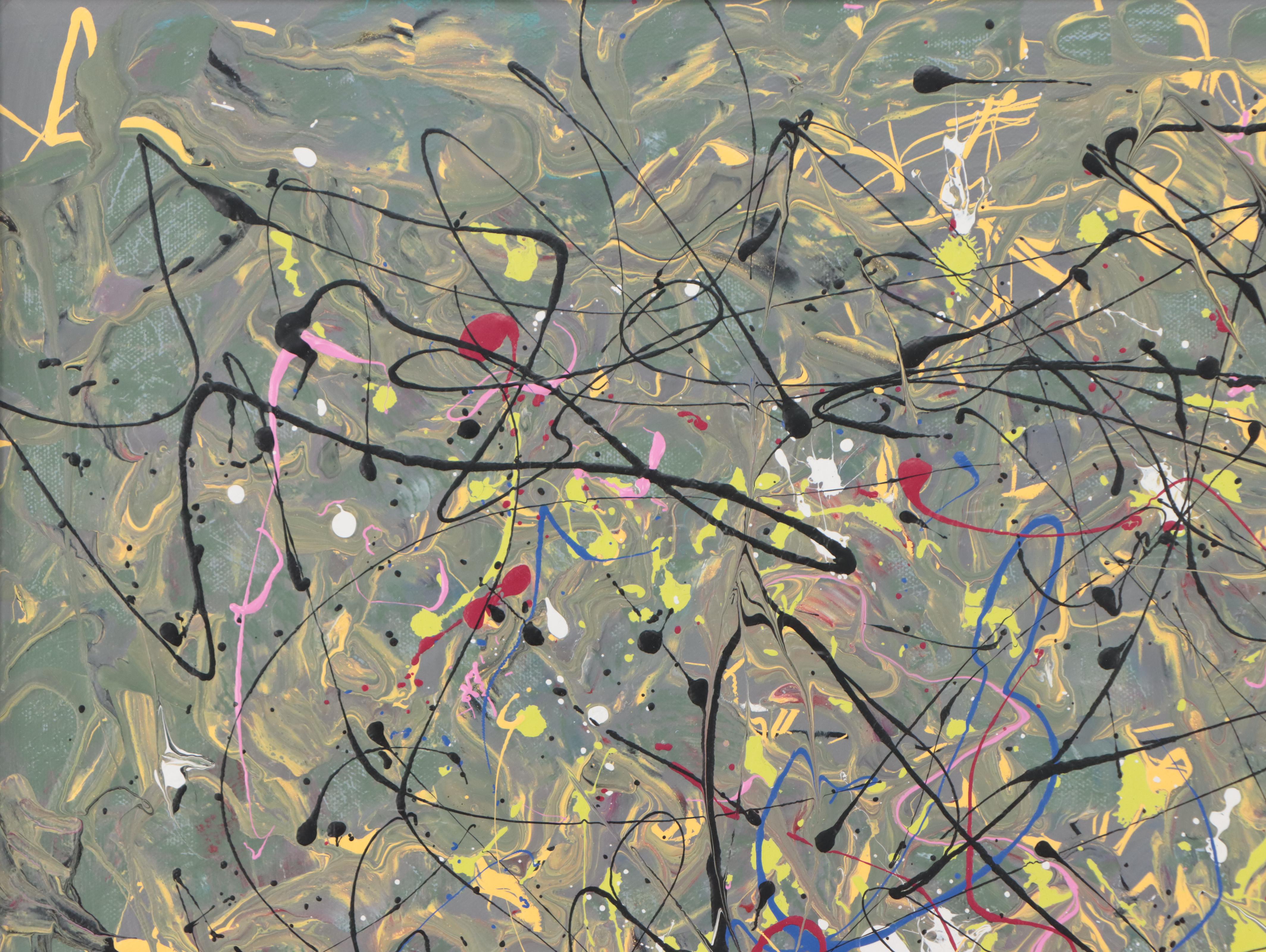 Michael Karr Abstract Expressionist Style Acrylic "Action" Painting ...