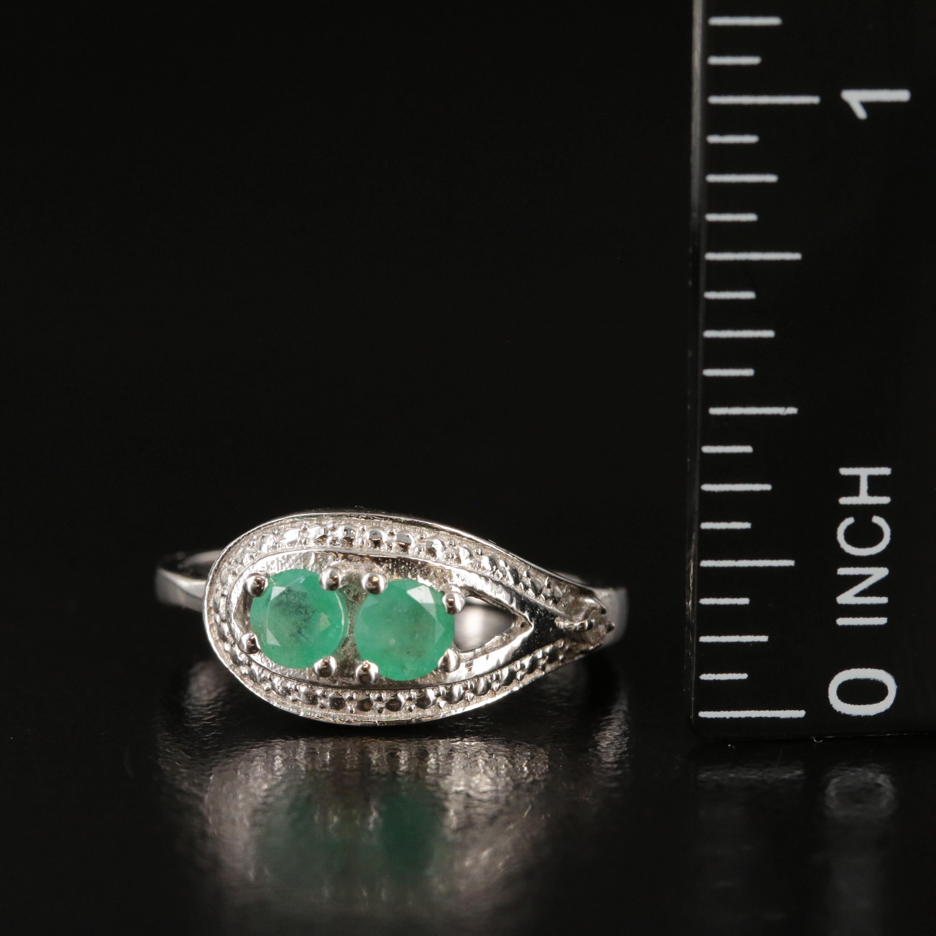 Sterling Emerald and Diamond Ring | EBTH