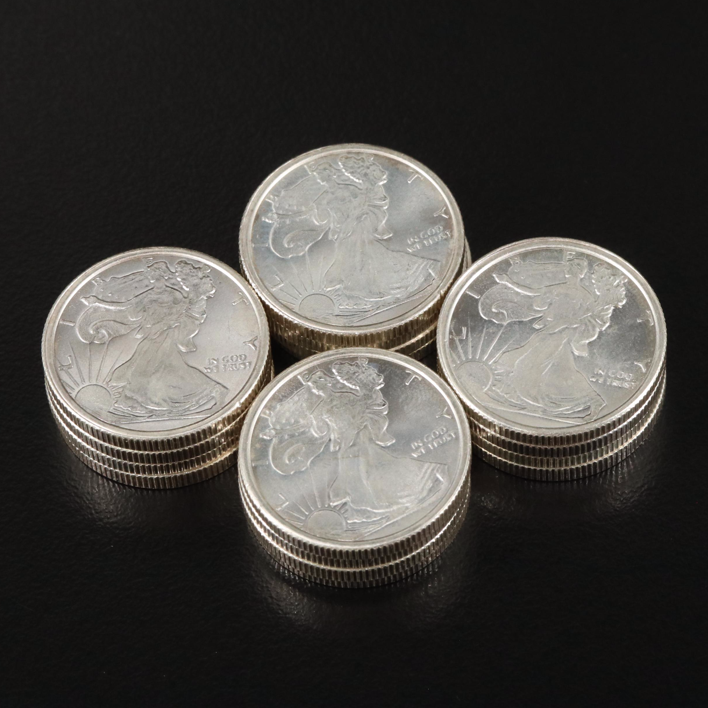 Collection of Sixteen One Quarter Ounce Silver Rounds | EBTH