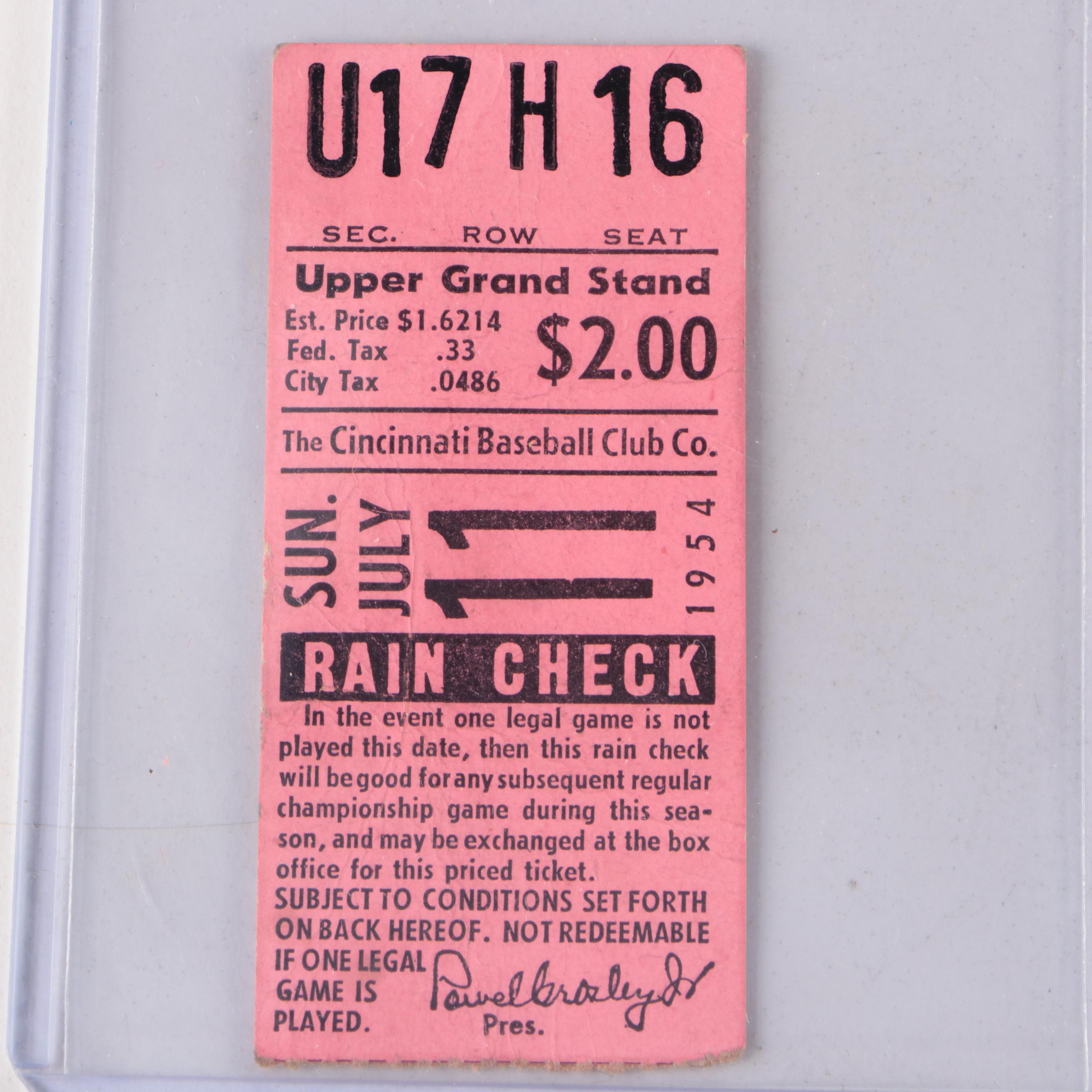 Cincinnati Reds Ticket Stubs, Team Schedules, and More, 1950s–2010s | EBTH