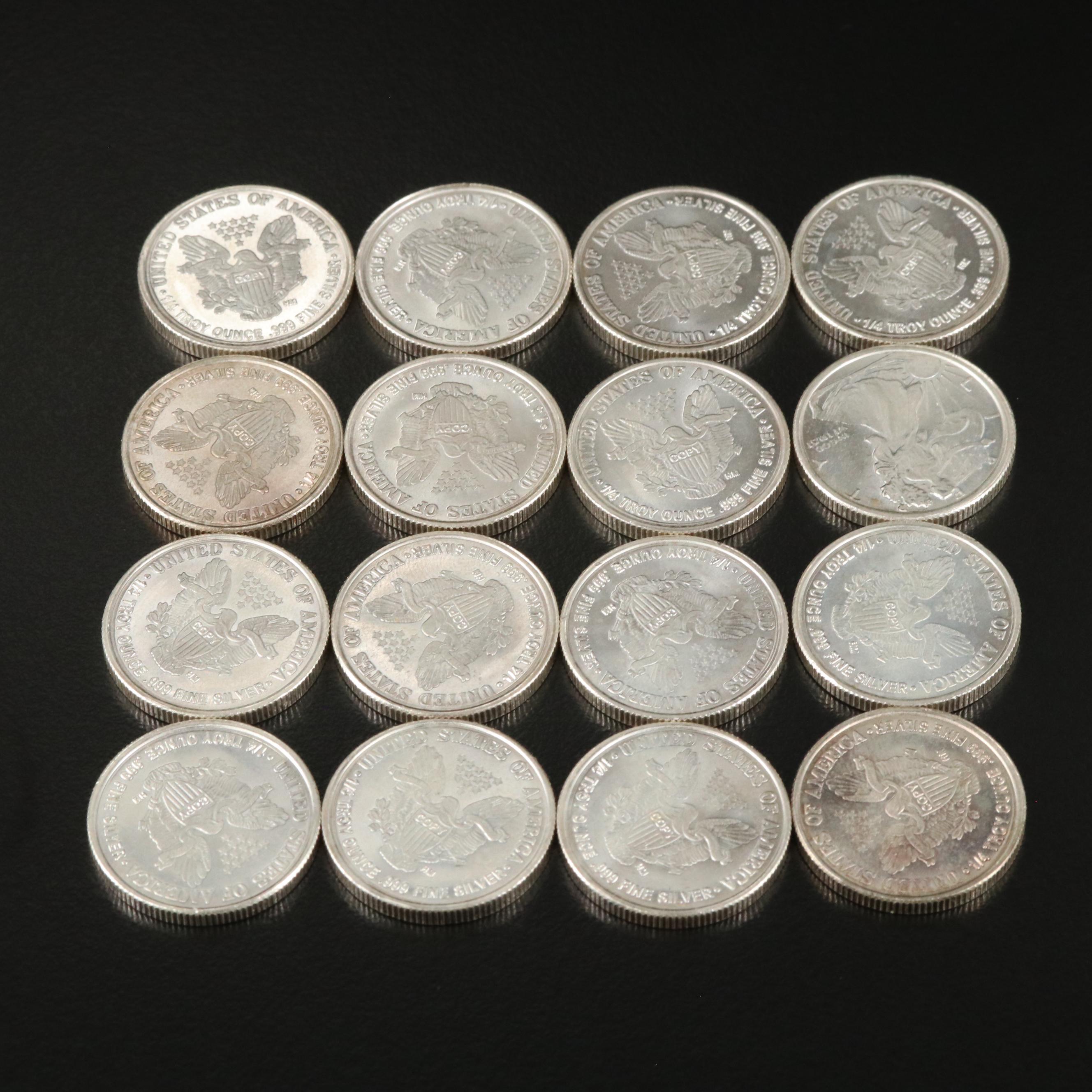 Collection of Sixteen One Quarter Ounce Silver Rounds | EBTH
