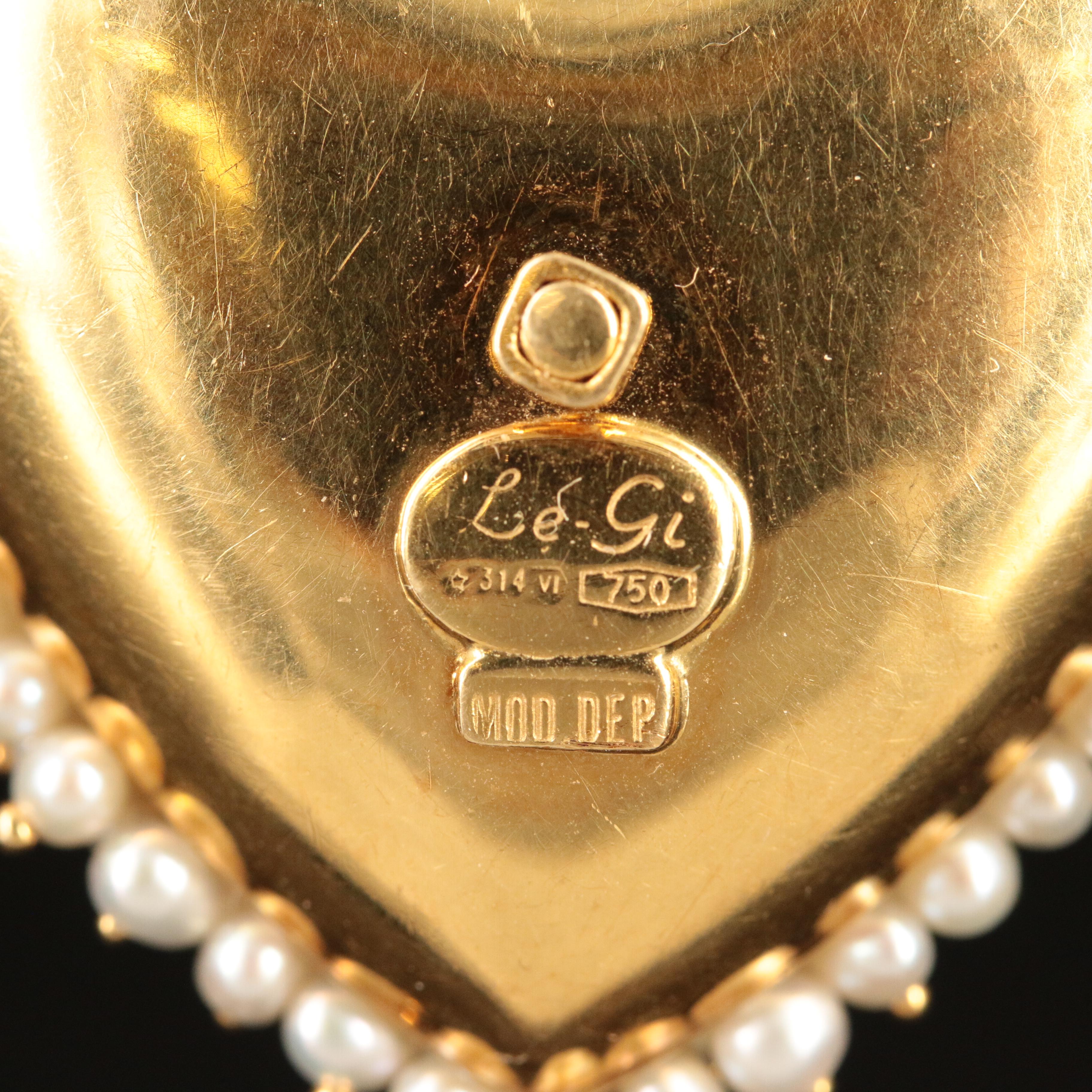 LeGi International 18K Pearl, Sapphire and Ruby Flower Heart Pendant | EBTH