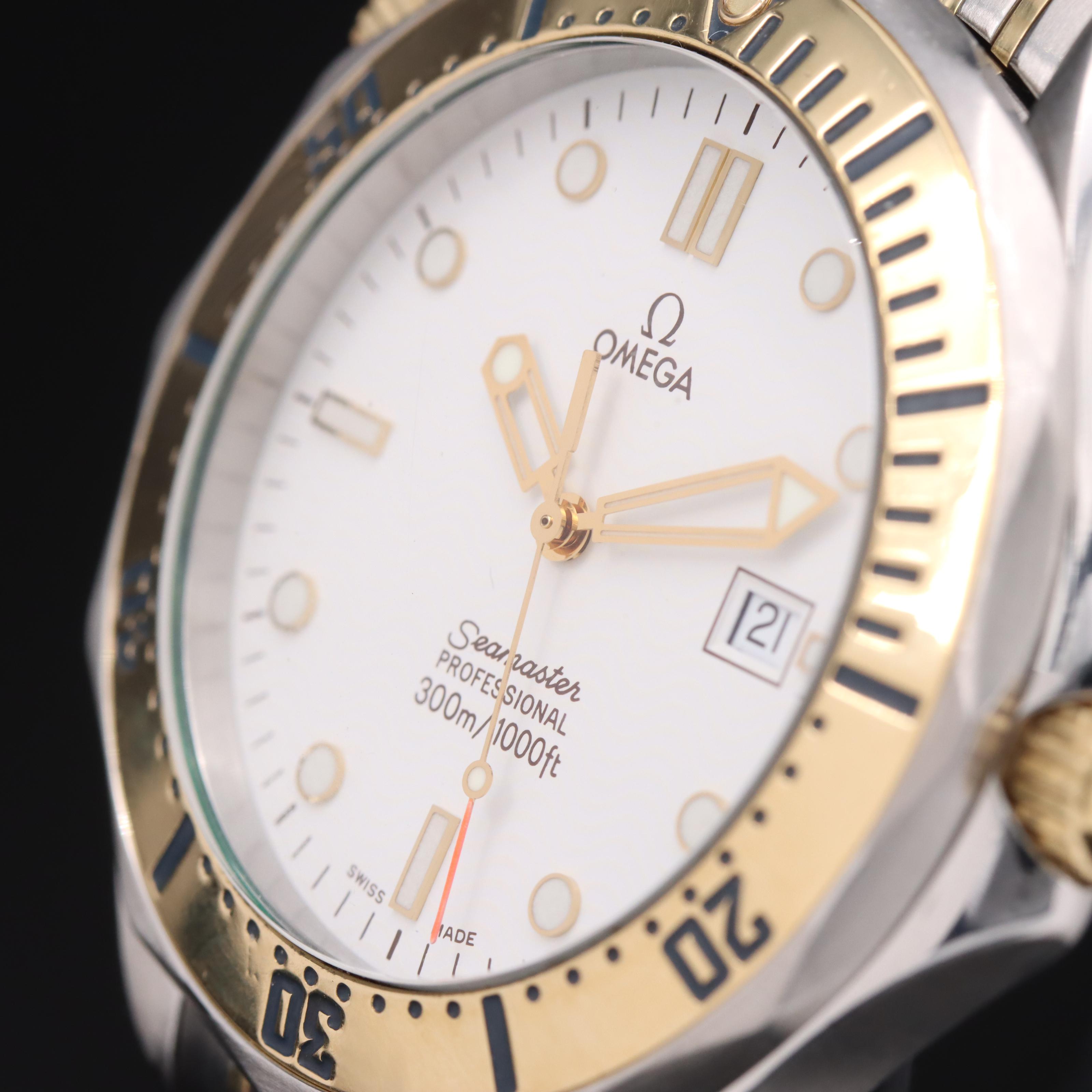 1993 Omega 18K and Stainless Steel Seamaster Professional Wristwatch | EBTH