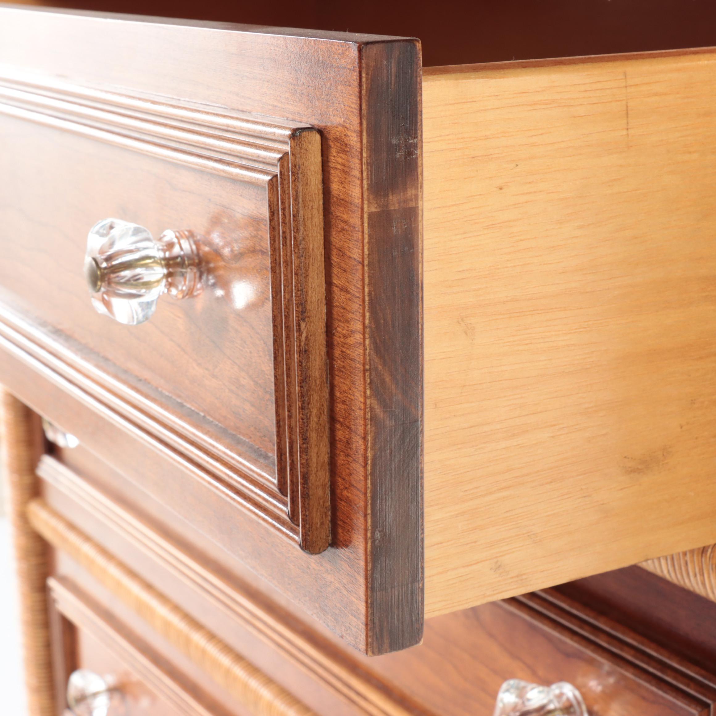 Lexington/Henry Link Cherrywood and Wicker Five-Drawer Chest | EBTH