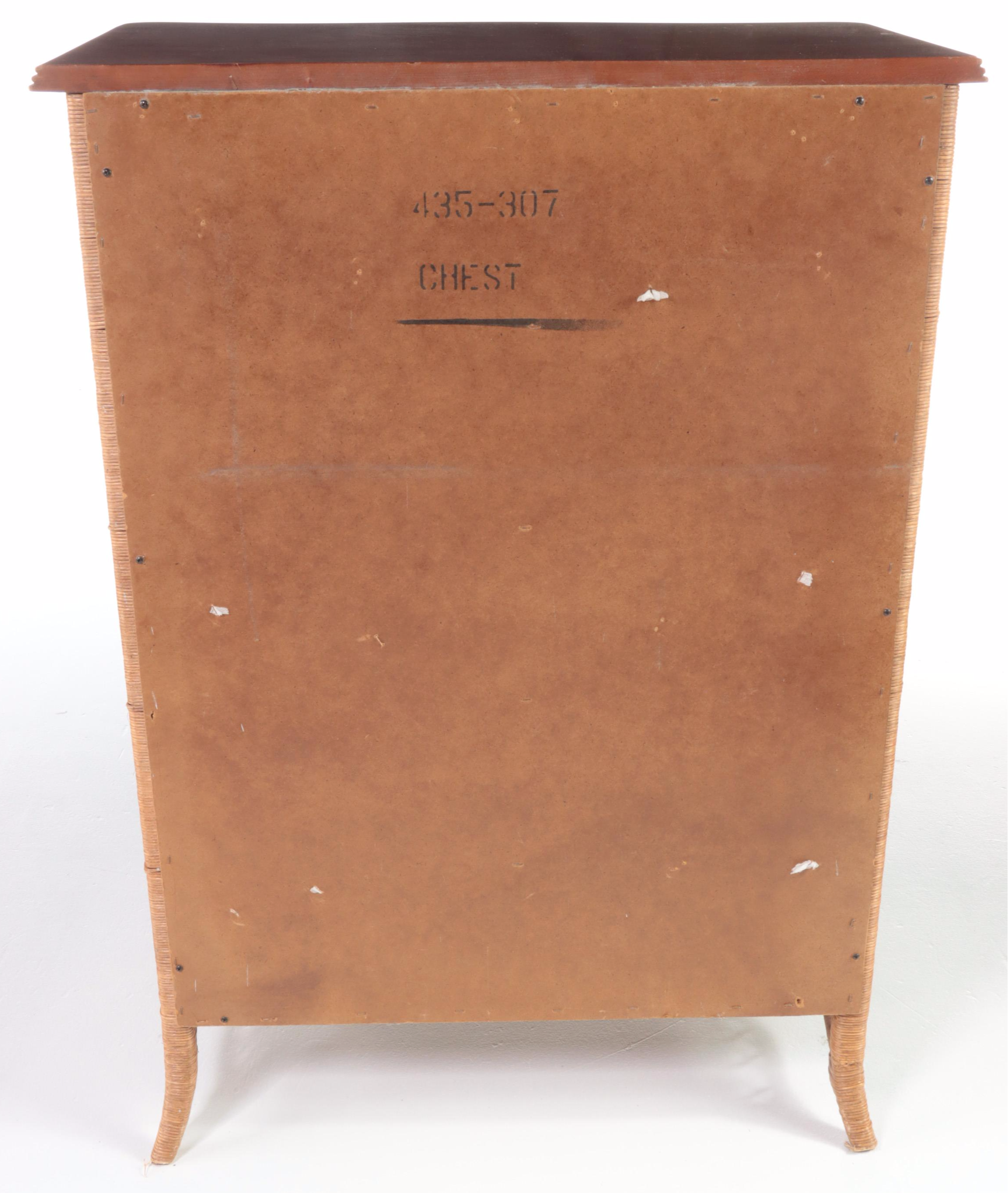 Lexington/Henry Link Cherrywood and Wicker Five-Drawer Chest | EBTH