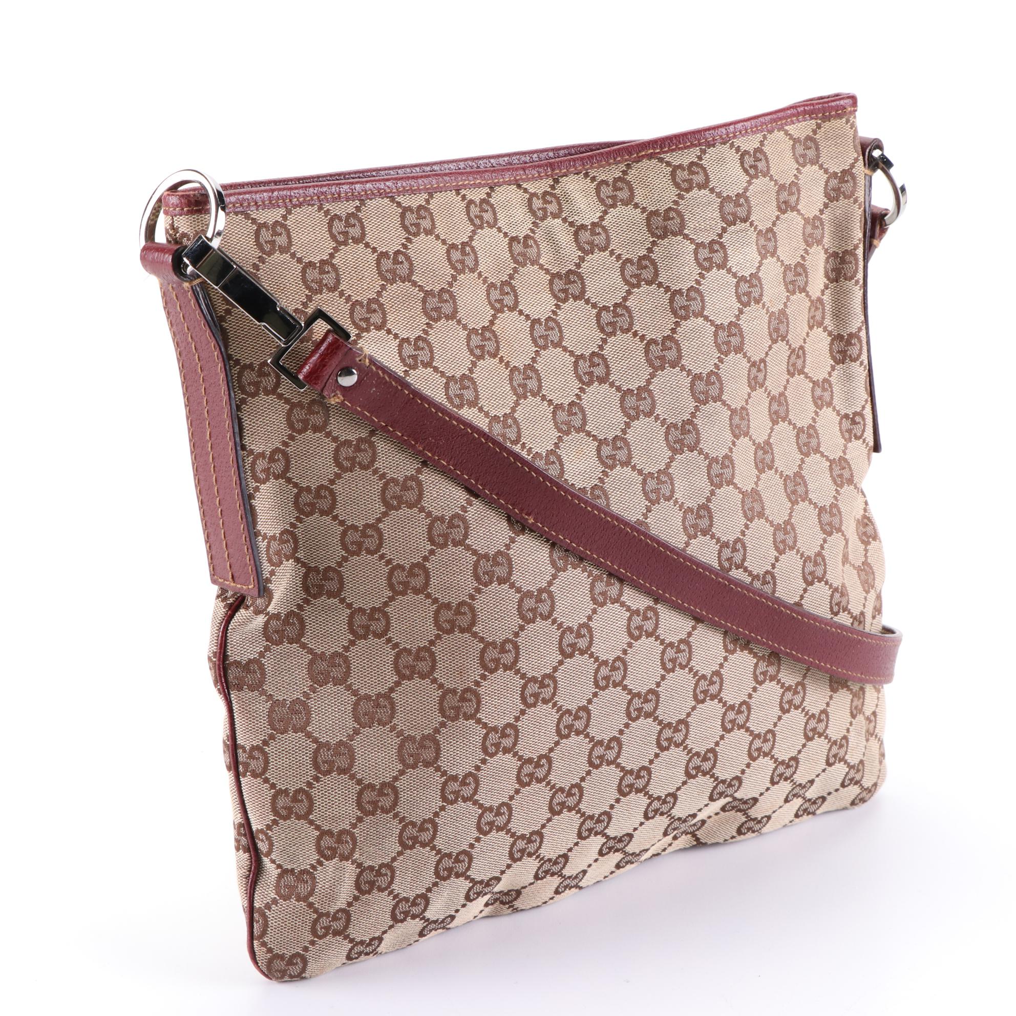Gucci GG Canvas and Leather Flat Crossbody | EBTH