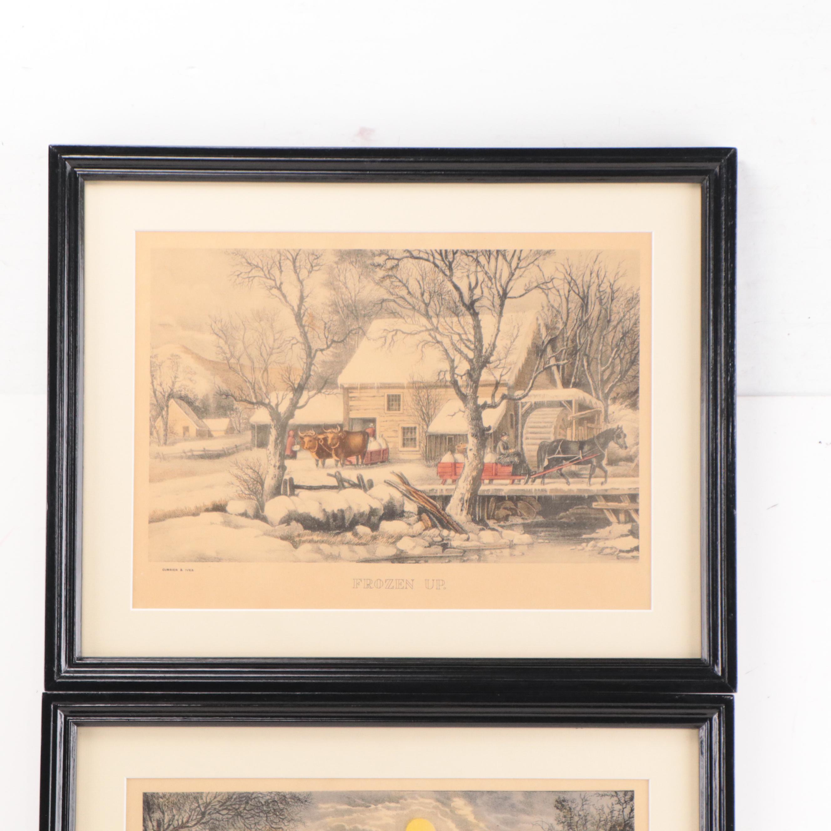 Currier & Ives Hand-Colored Lithographs of Winter Scenes | EBTH