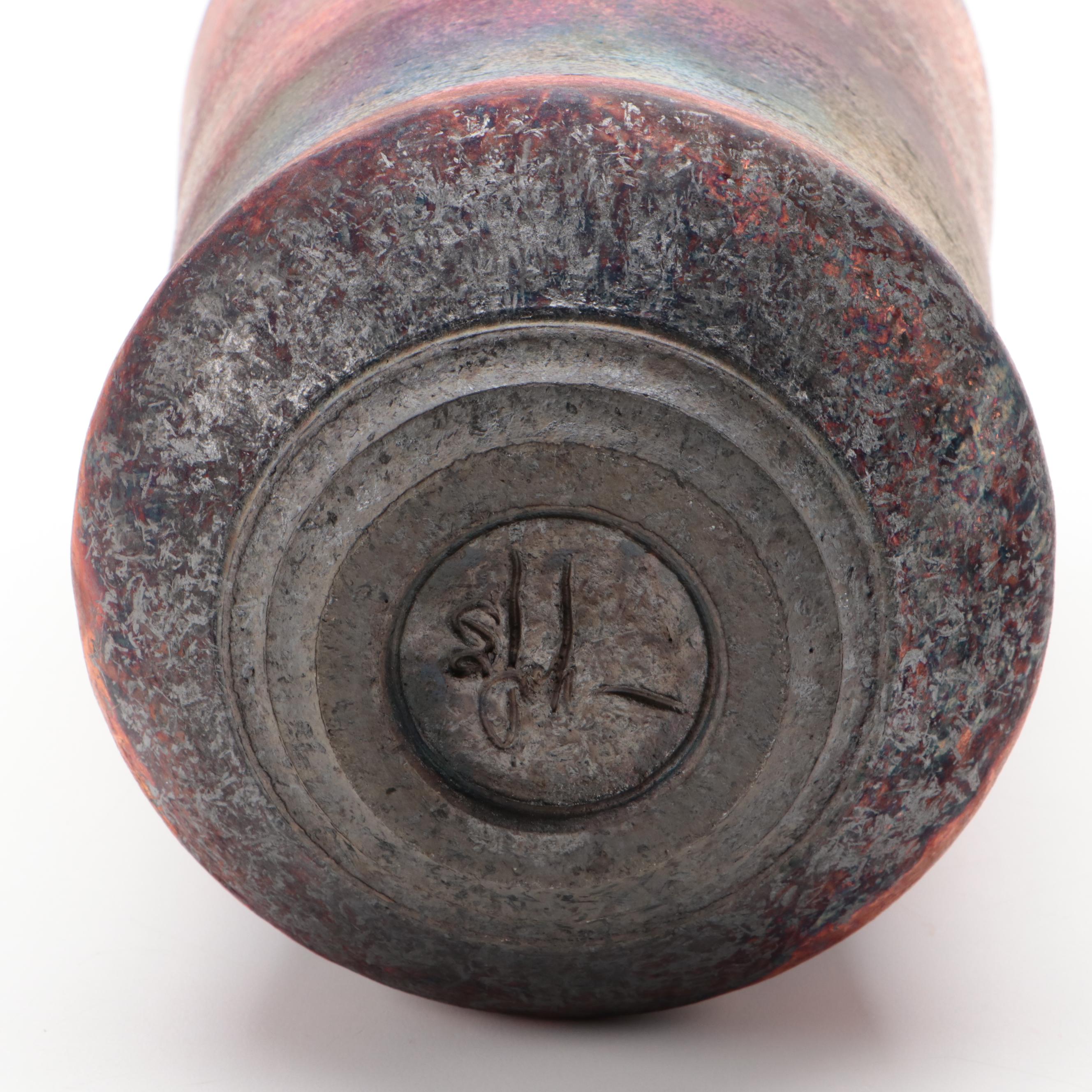 Signed Raku Art Pottery Lidded Vessel | EBTH