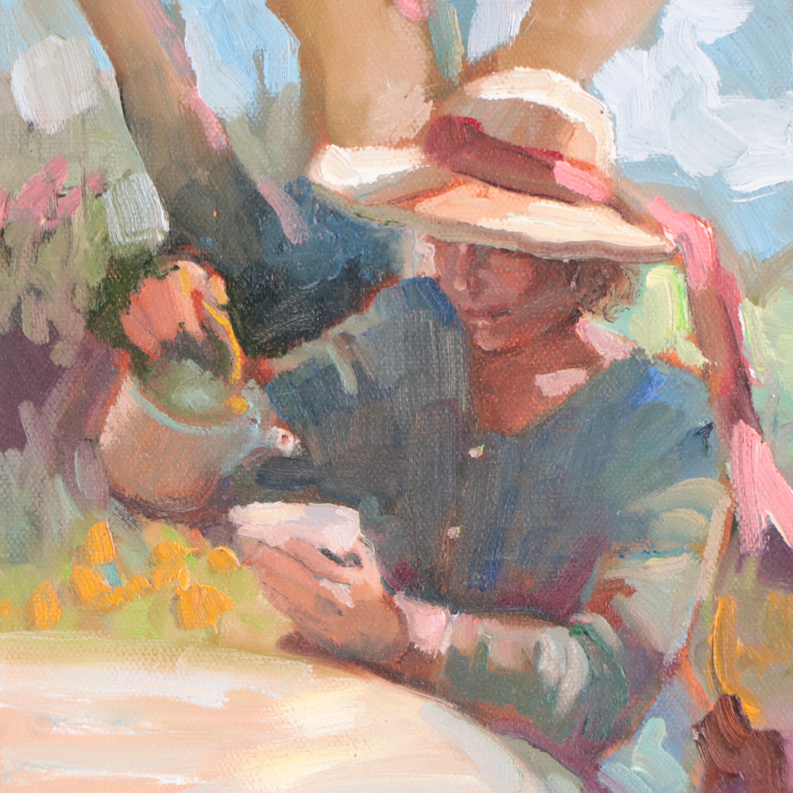 Sally Rosenbaum Oil Painting of Seated Figure, 21st Century | EBTH