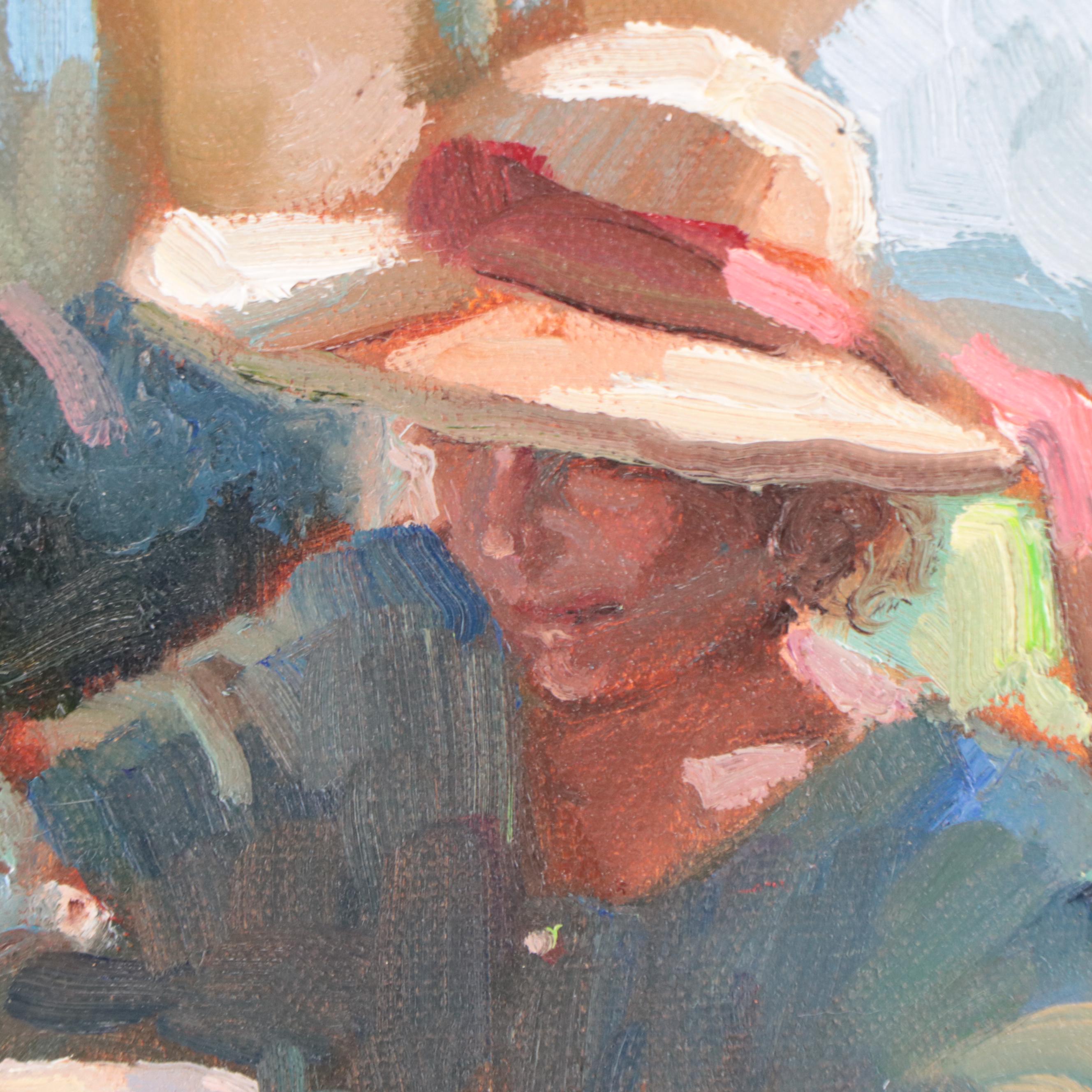 Sally Rosenbaum Oil Painting of Seated Figure, 21st Century | EBTH