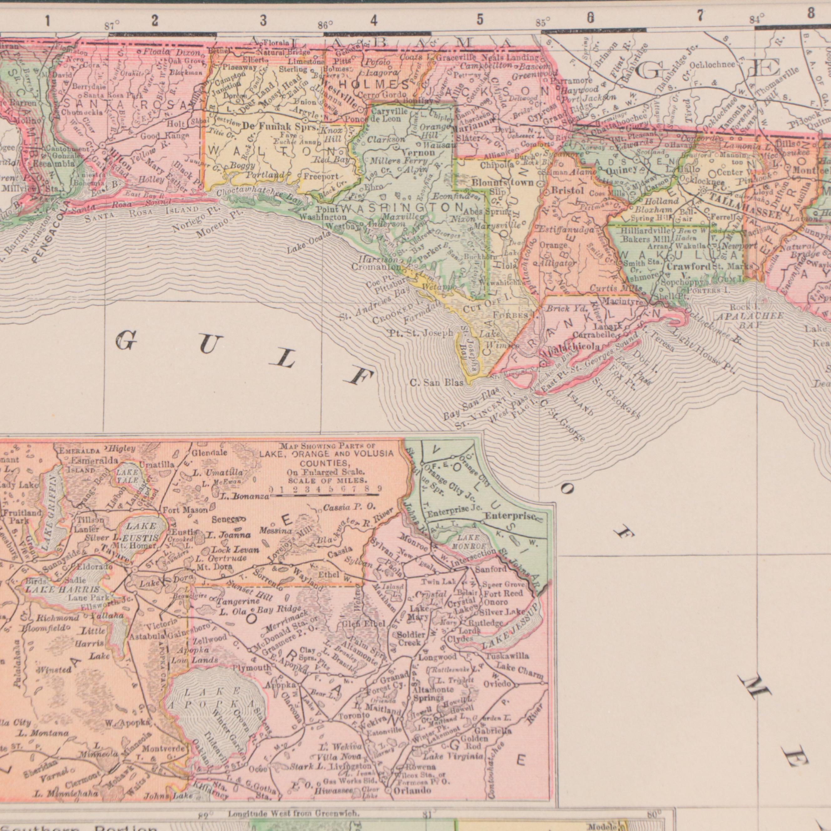 Rand, McNally & Co. Map of Florida, Circa 1895 | EBTH