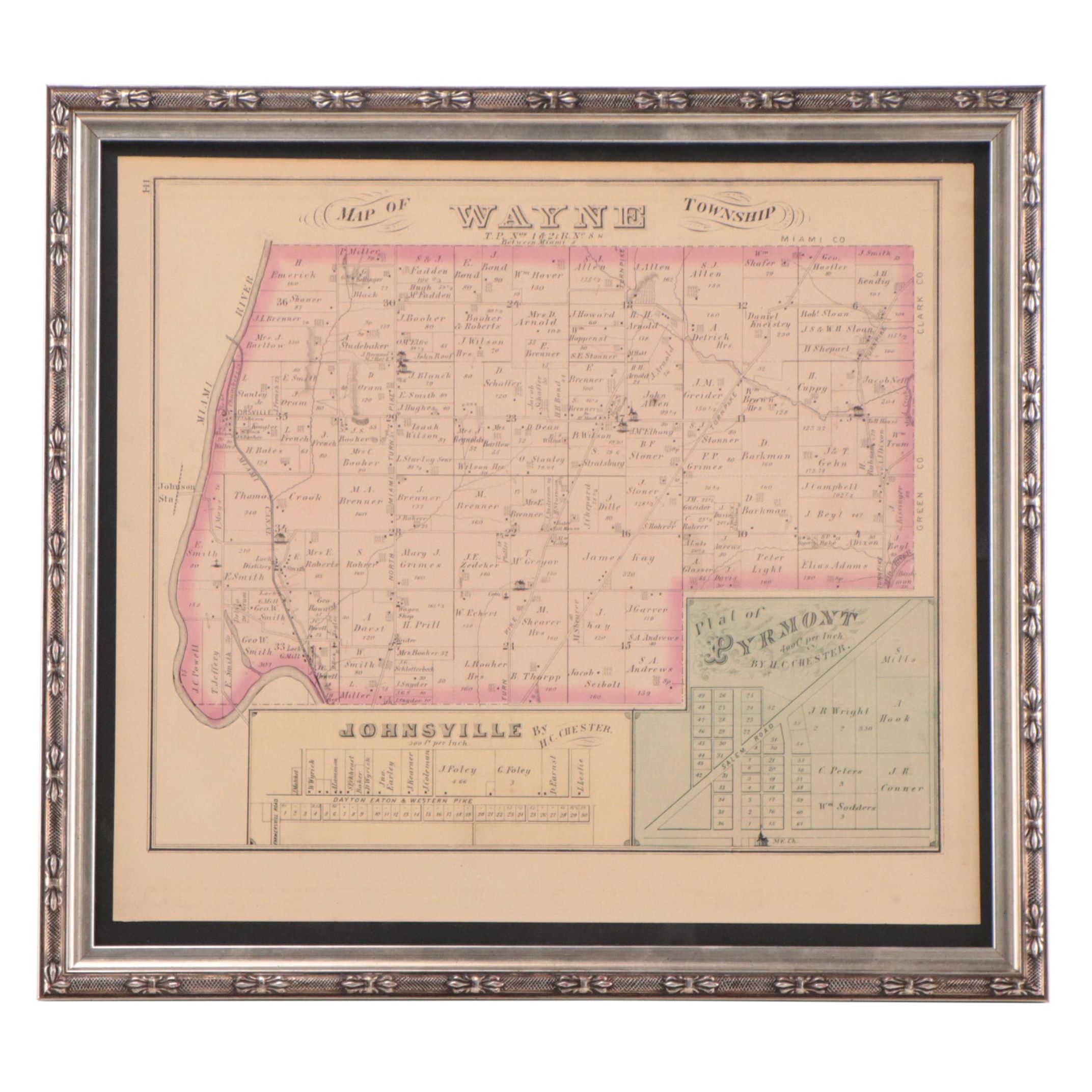 L.H. Everts Lithograph "Map of Wayne Township," Circa 1875 | EBTH