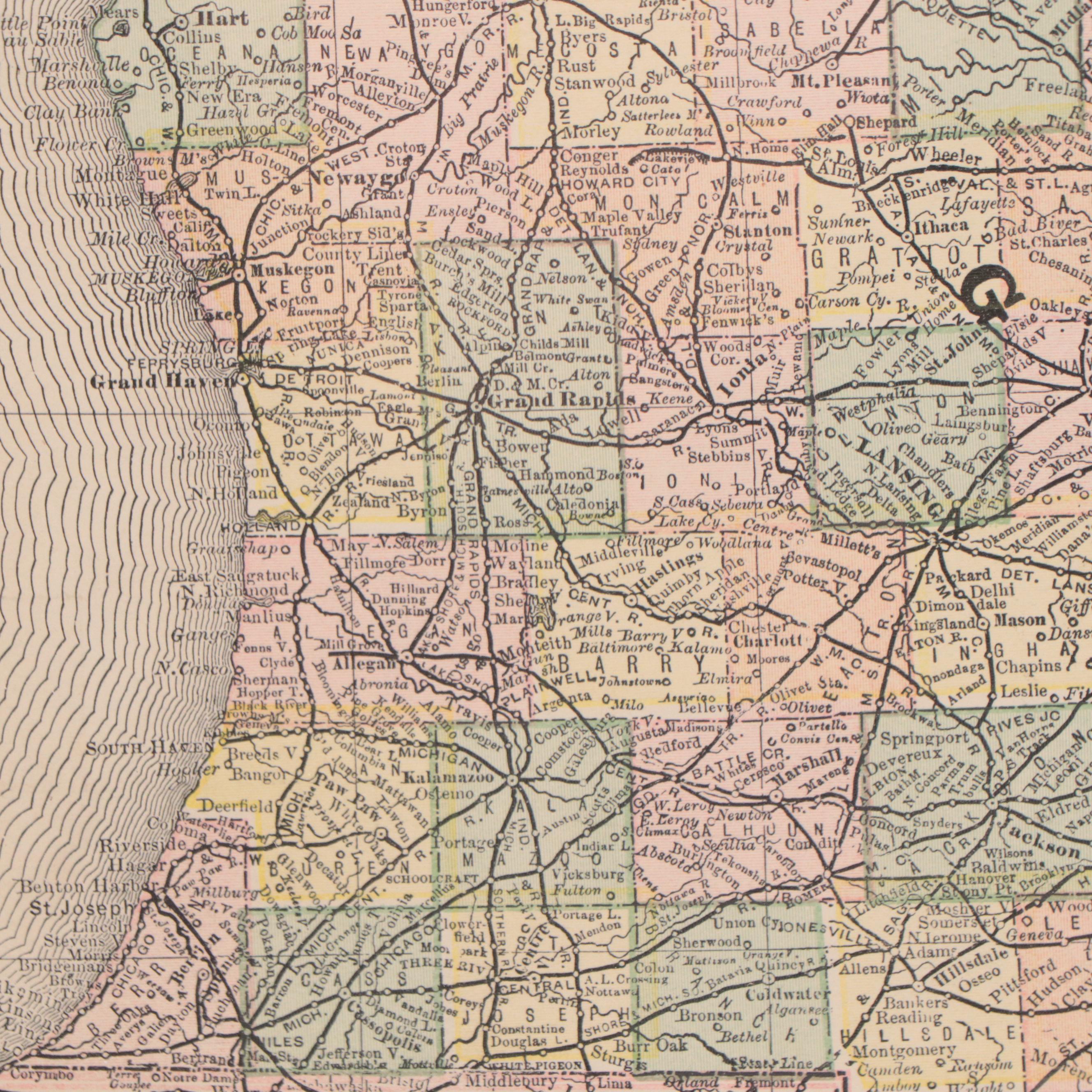 Wax Engraving Map "Michigan," 1881 | EBTH