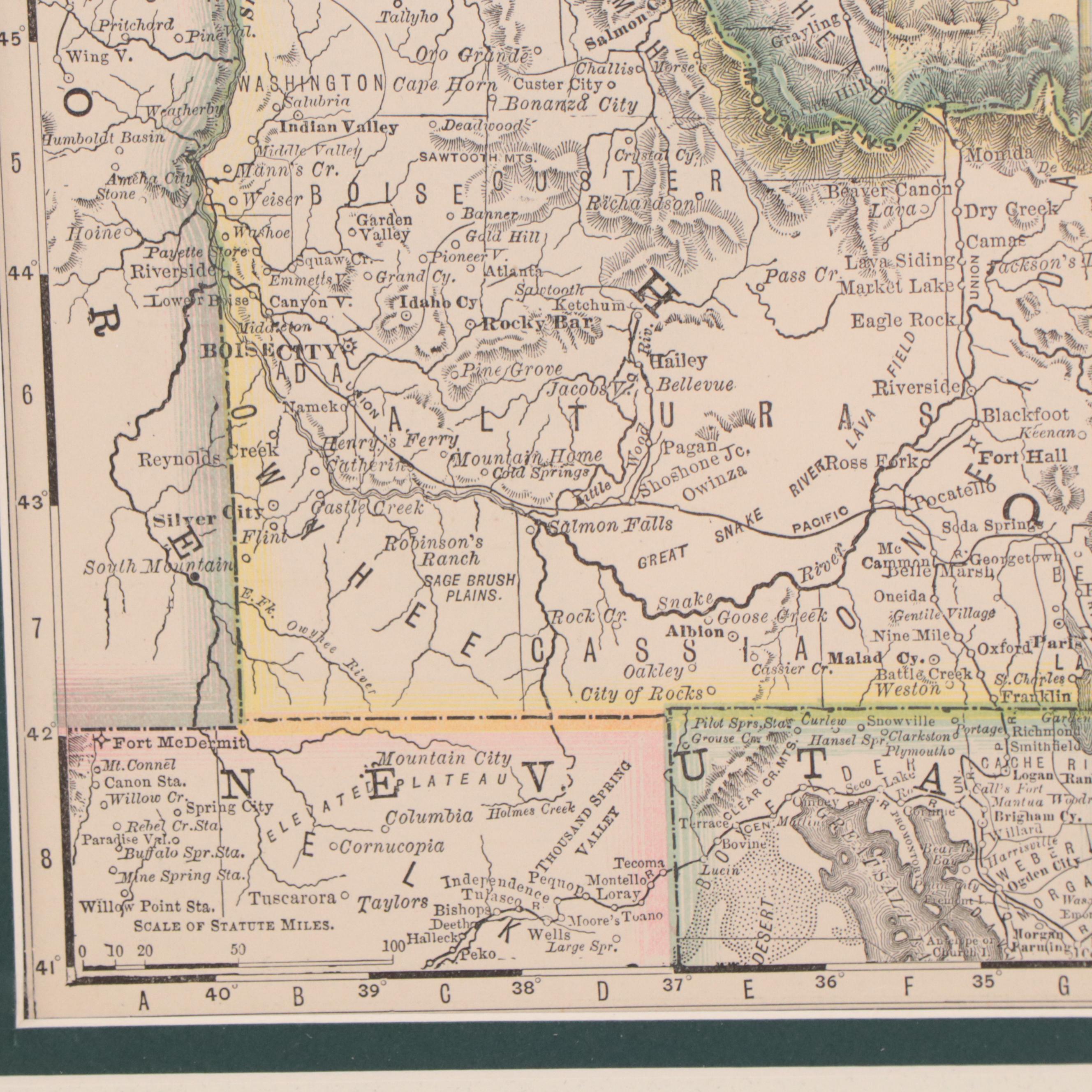 Wax Engraving Map of Intermountain West, 1881 | EBTH