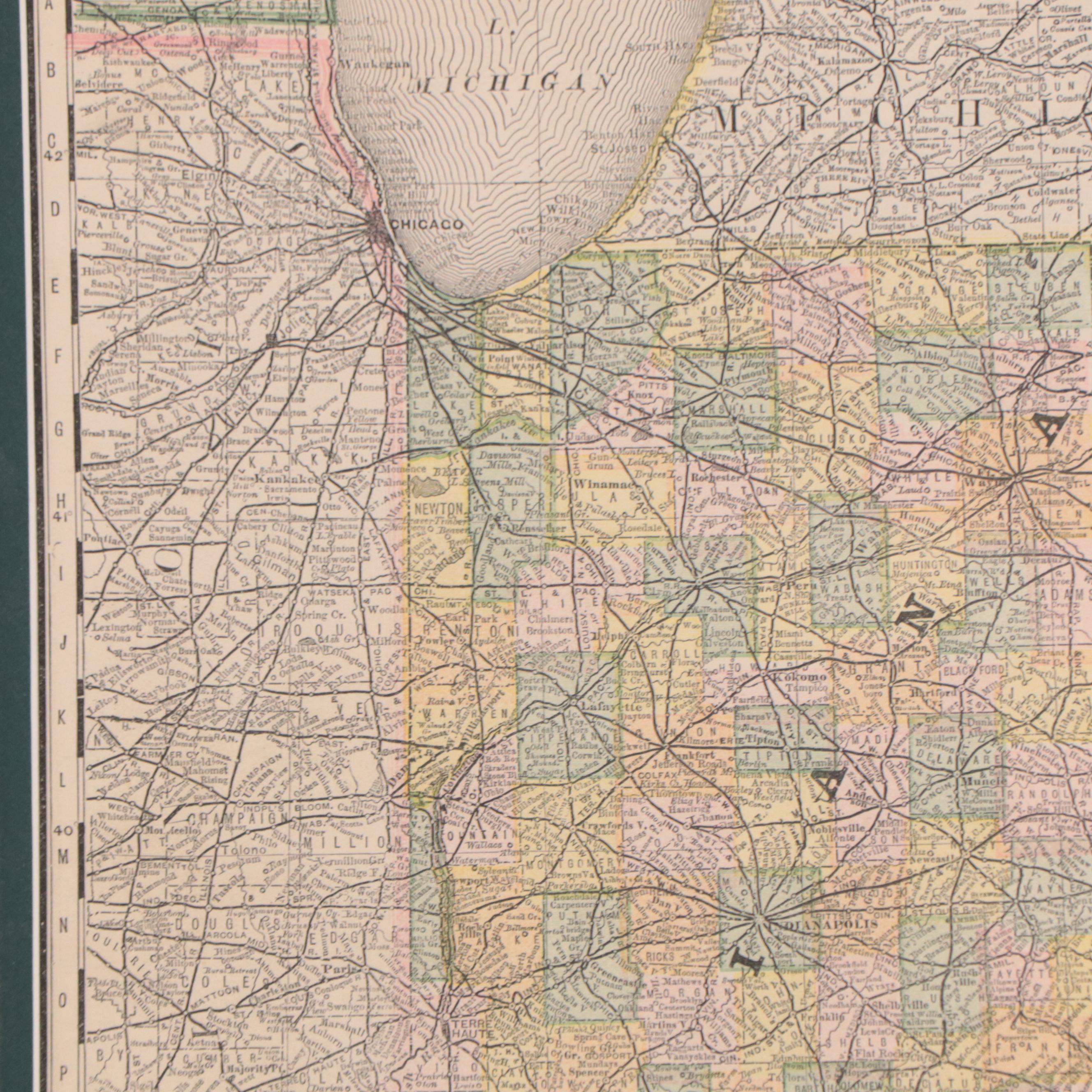 Wax Engraving Map "Indiana," 1881 | EBTH