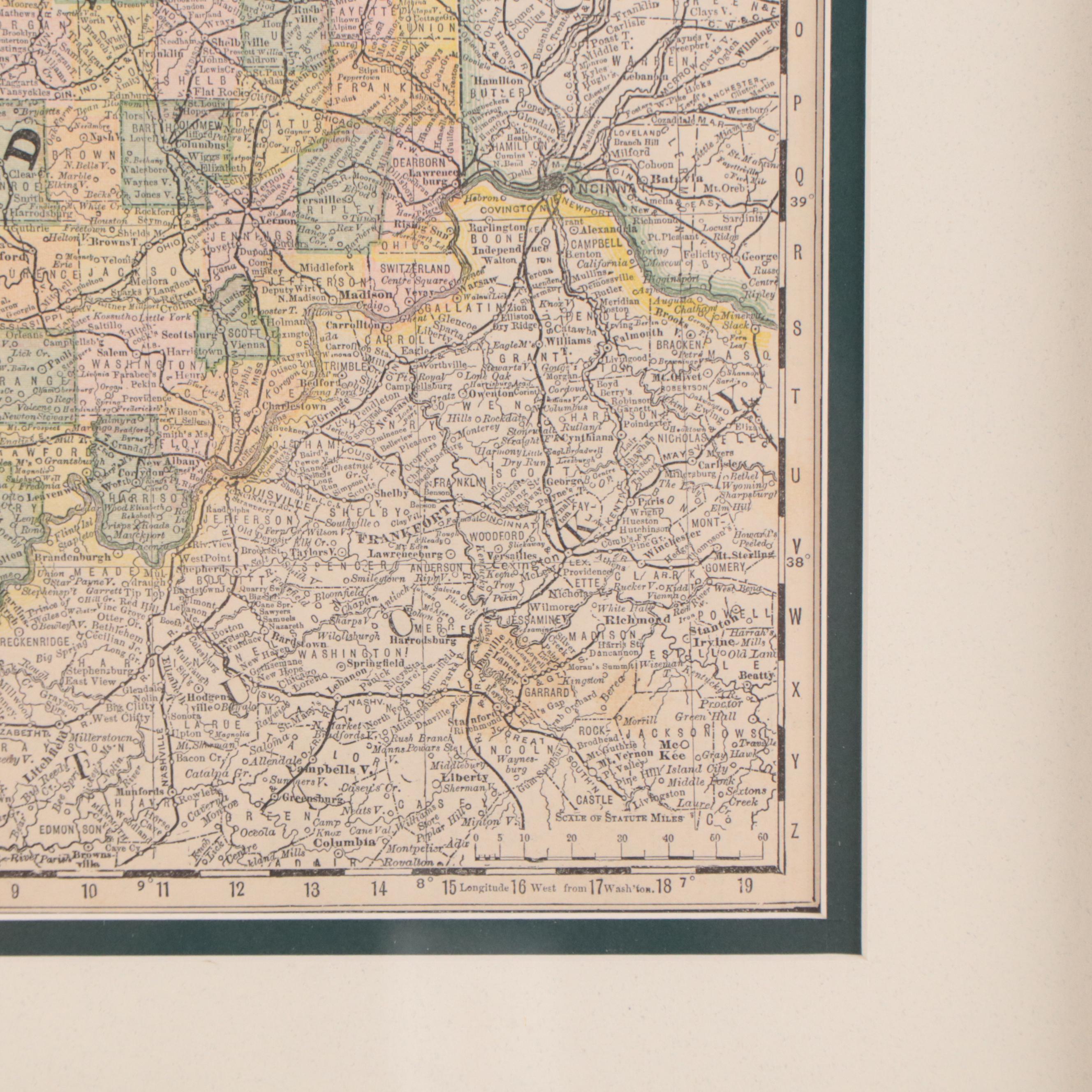 Wax Engraving Map "Indiana," 1881 | EBTH
