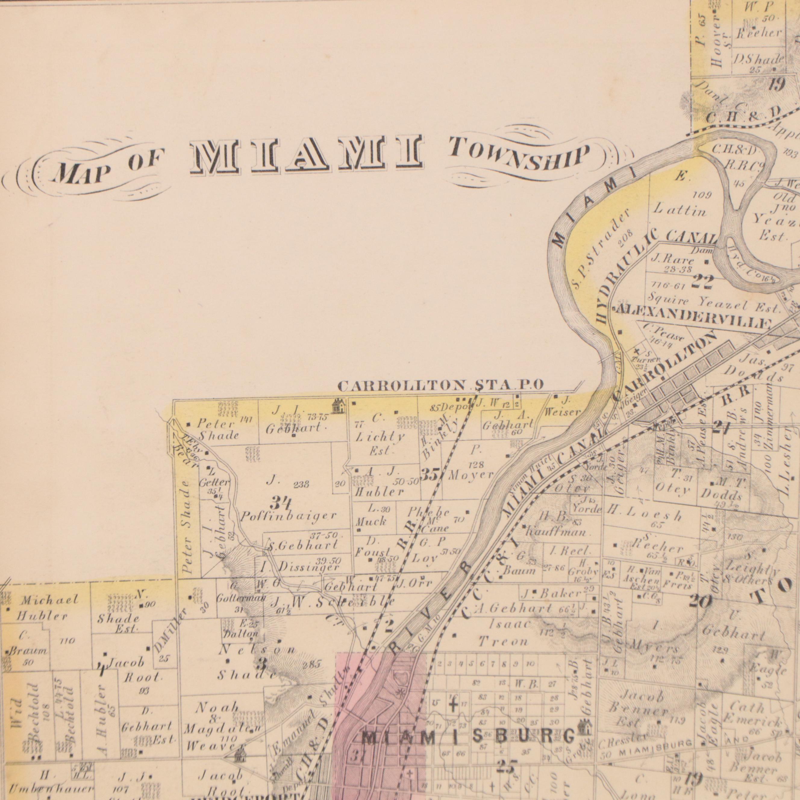 Lithograph "Map of Miami Township," 1871 | EBTH