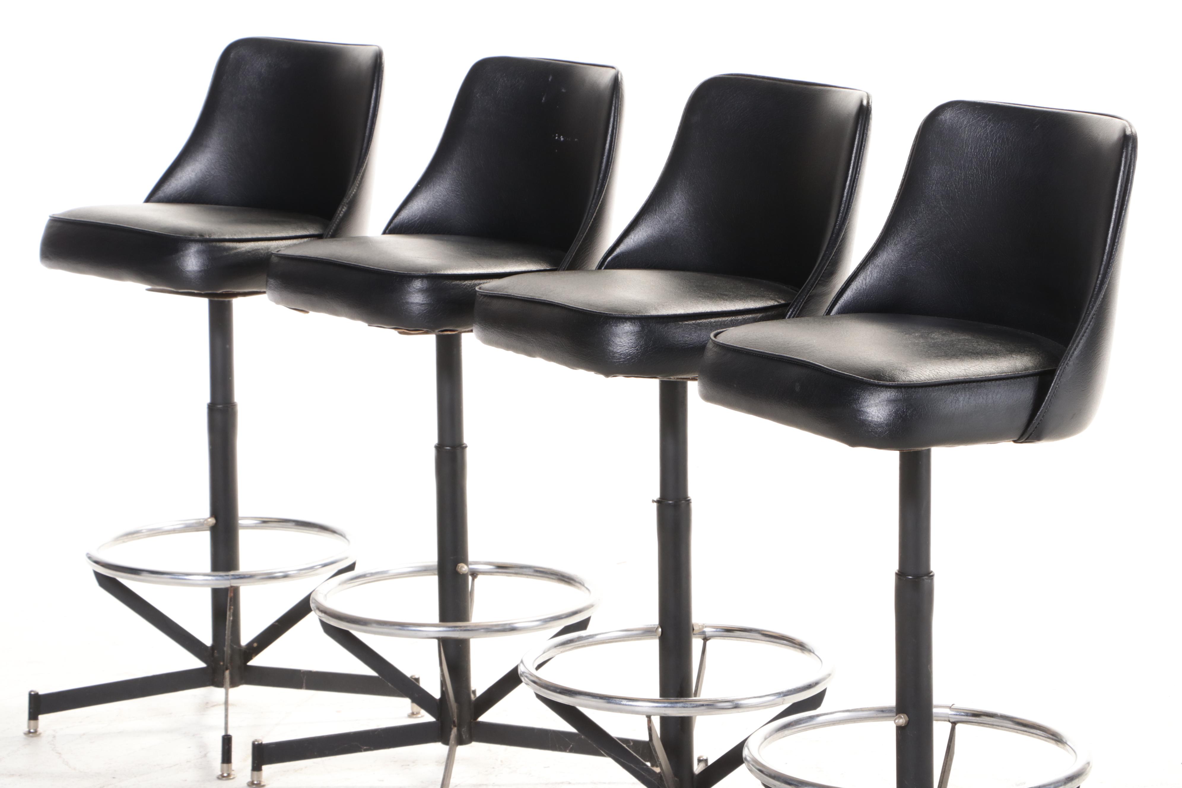 Four Wilmor Products Mid Century Modern Steel and Vinyl Swivel Bar ...